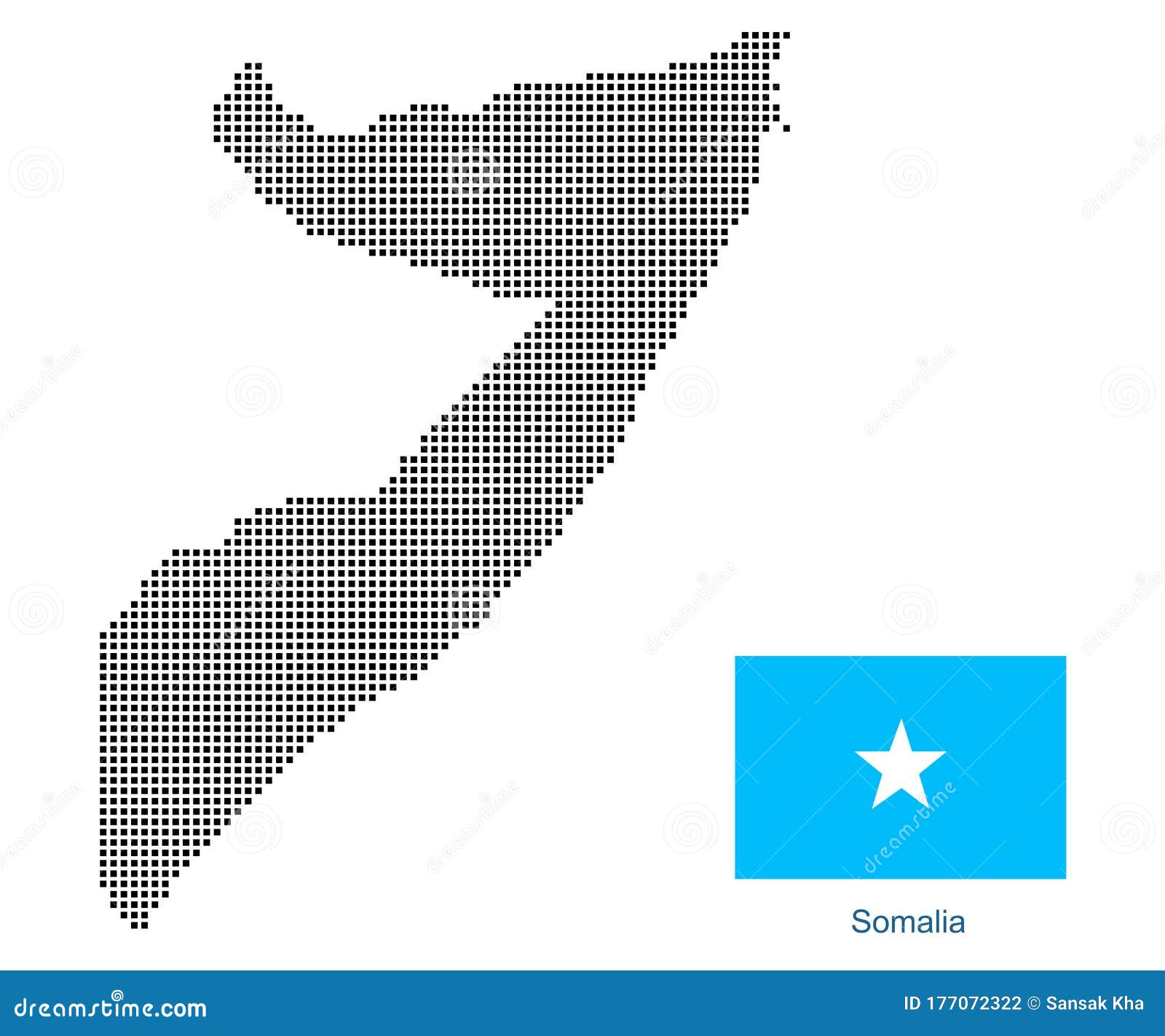 Somalia map with flag. stock vector. Illustration of continental ...