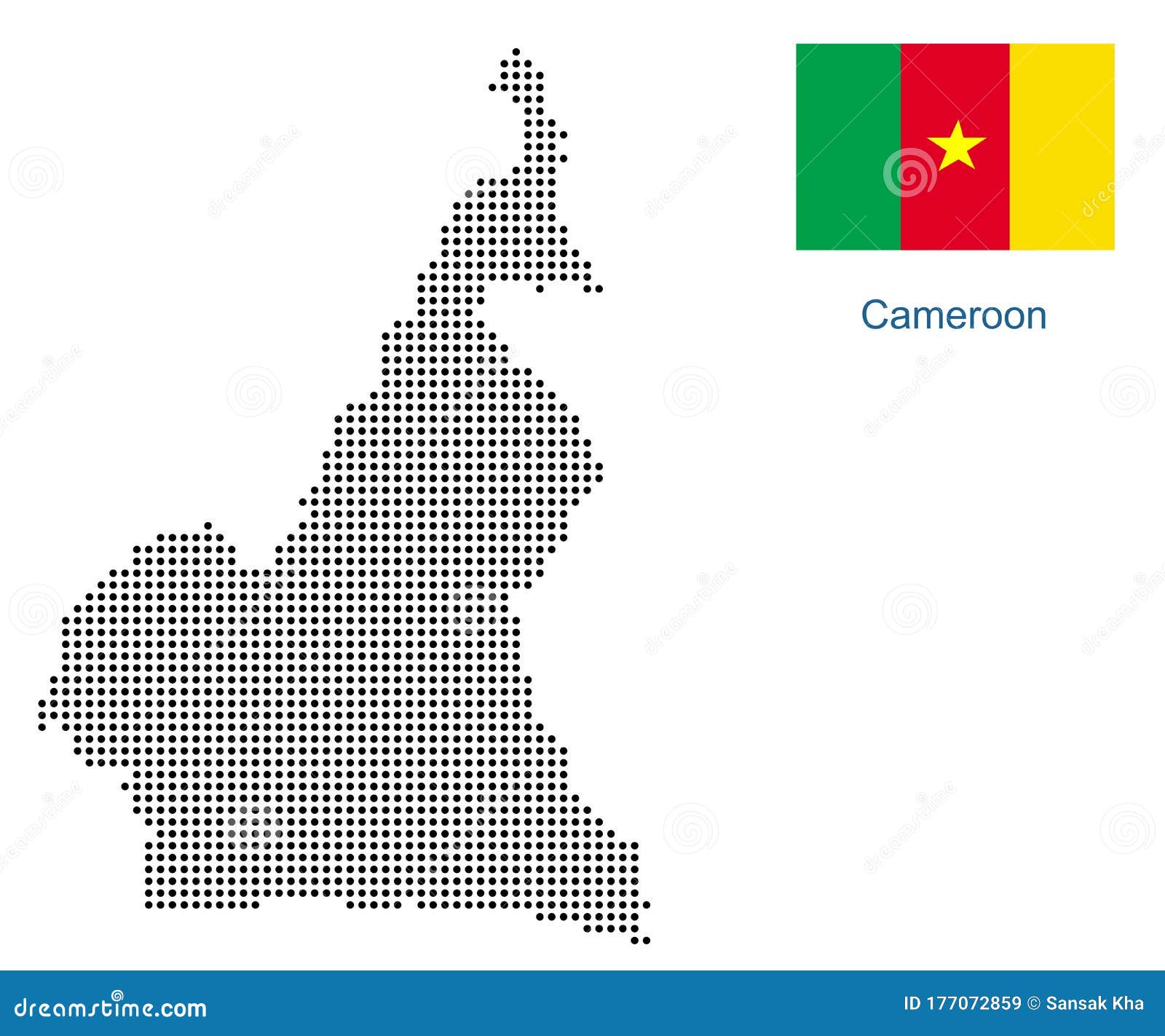Cameroon map with flag. stock illustration. Illustration of boundary ...