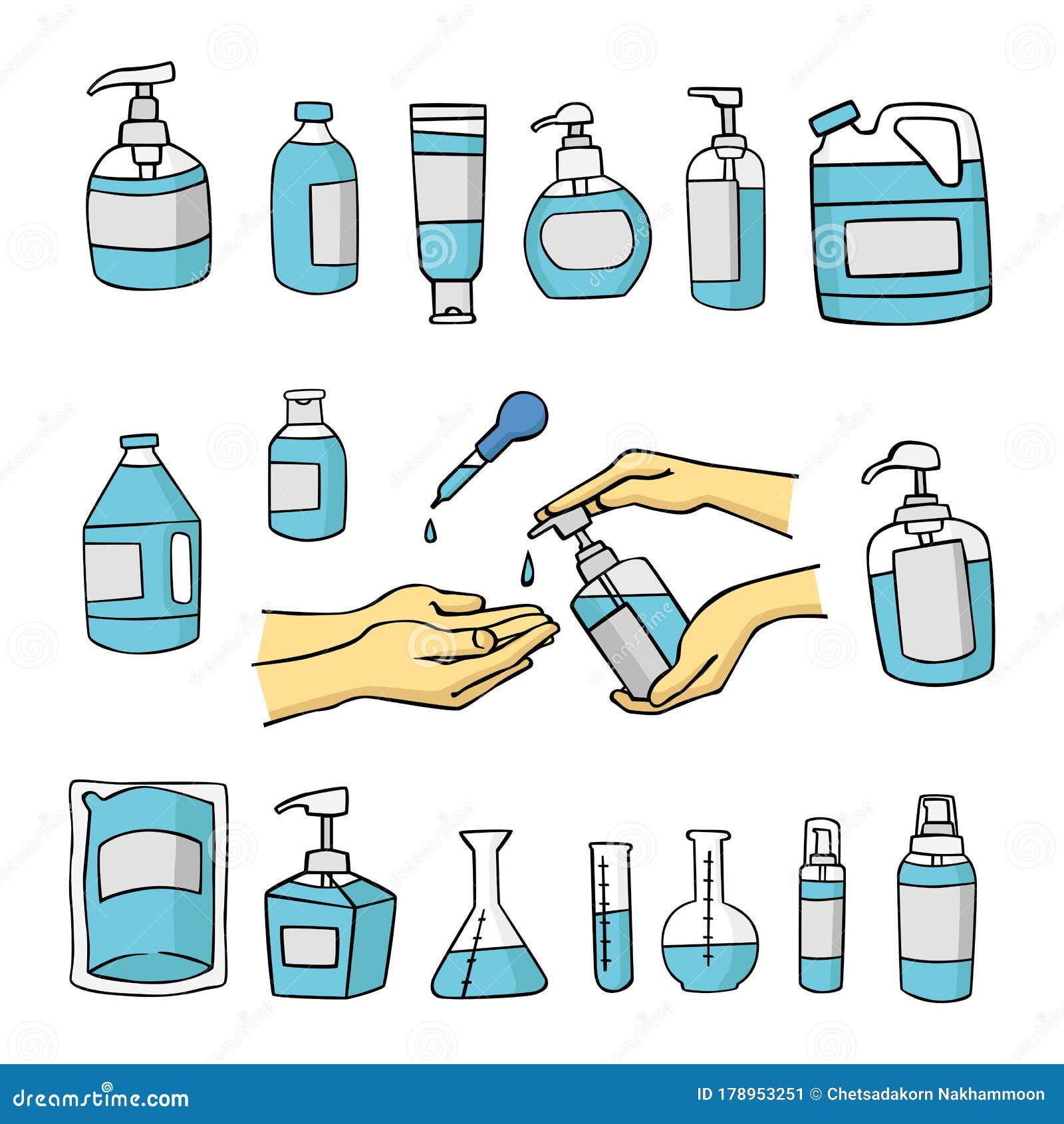 Hand sanitizer bottle set stock vector. Illustration of alcohol - 178953251