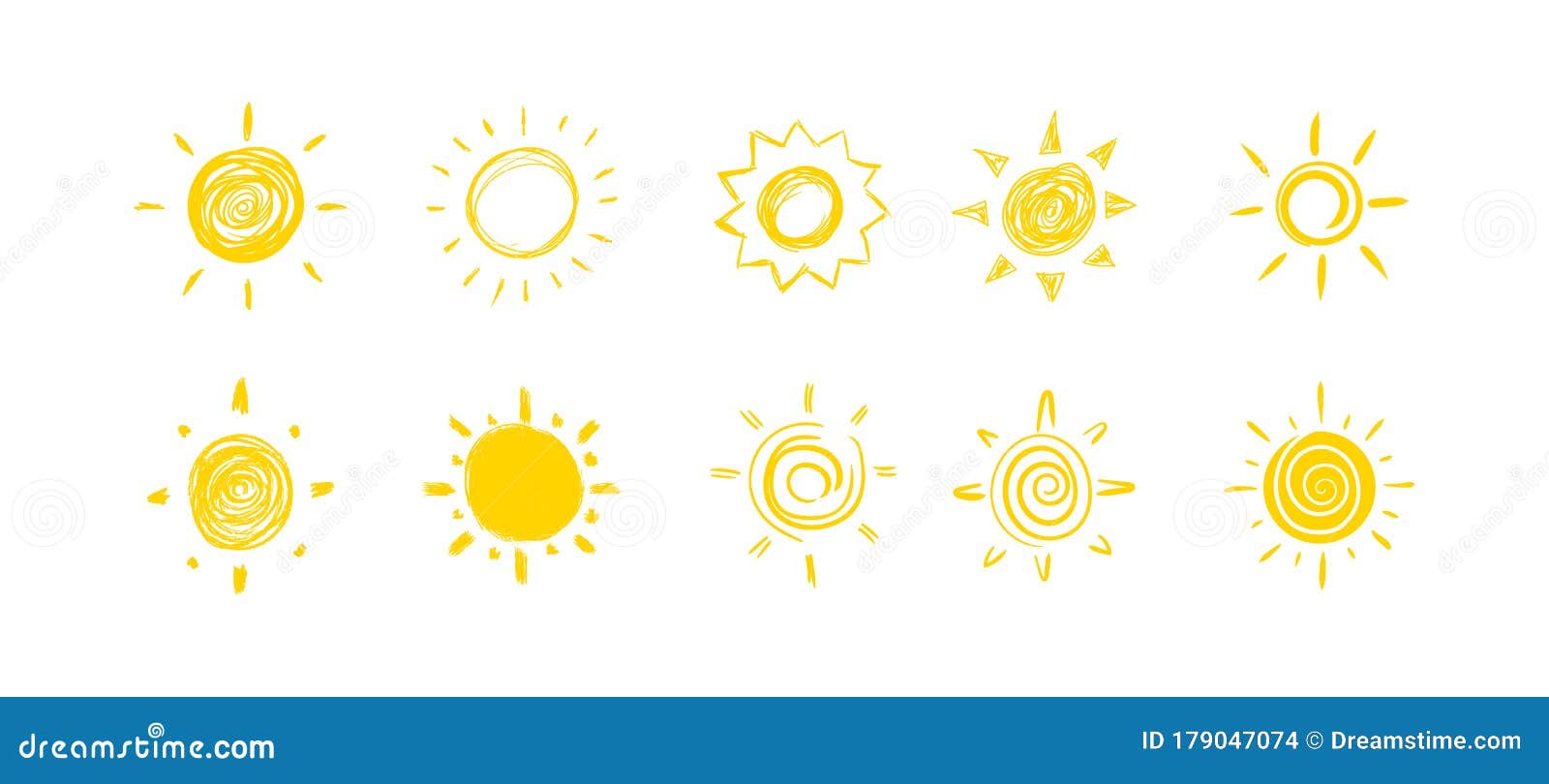 Set yellow suns. stock vector. Illustration of abstract - 179047074
