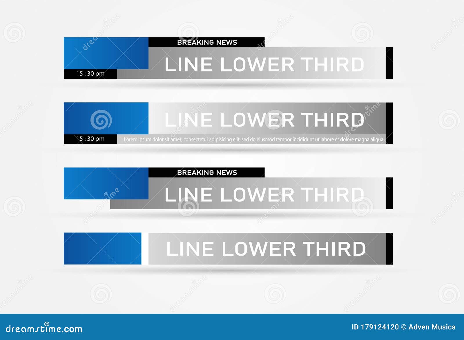 Lower Third TV News Bars Set Vector. Stock Vector - Illustration of ...