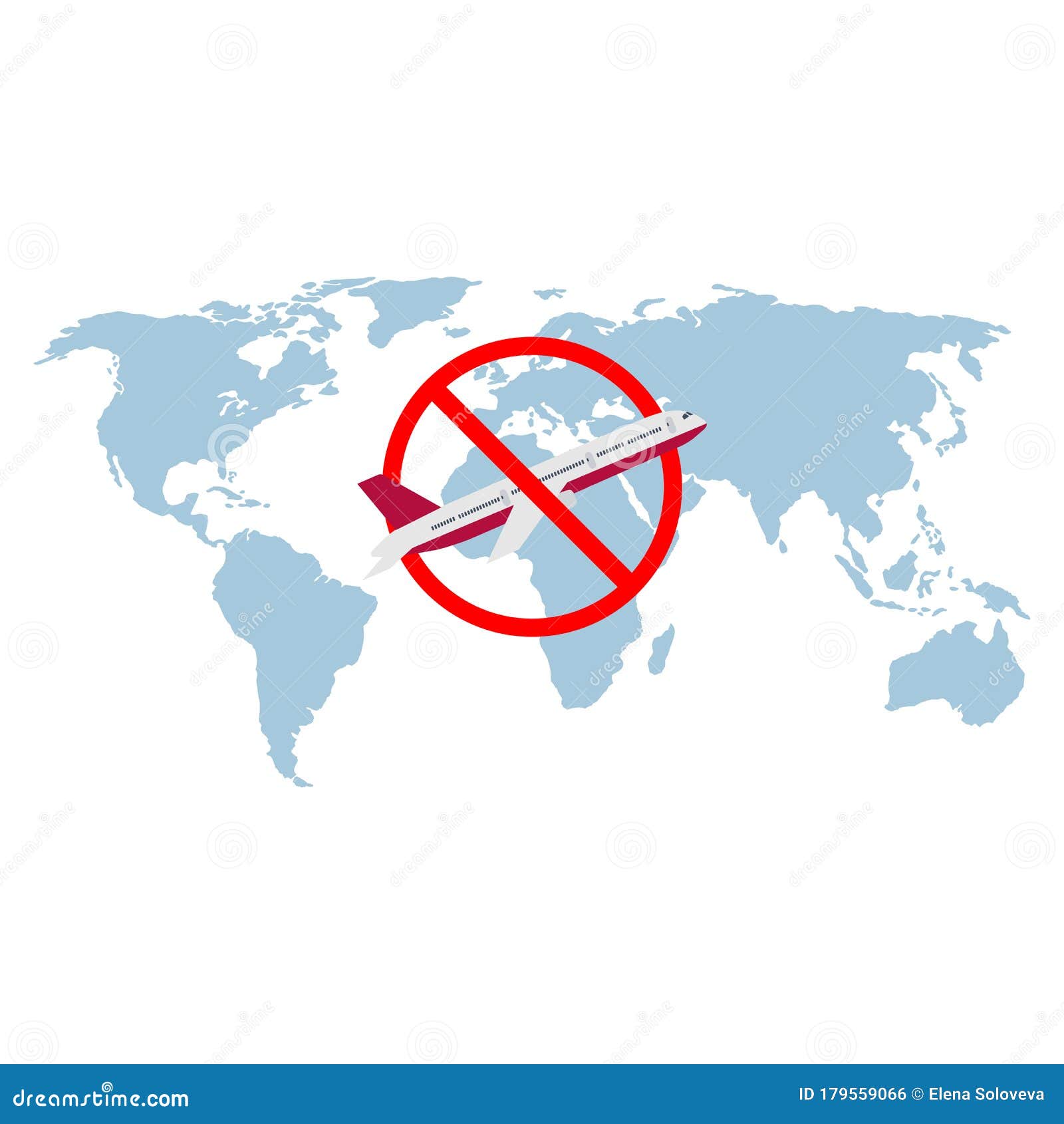 Sign Forbidden Flights by Plane Around the World on a White Background ...