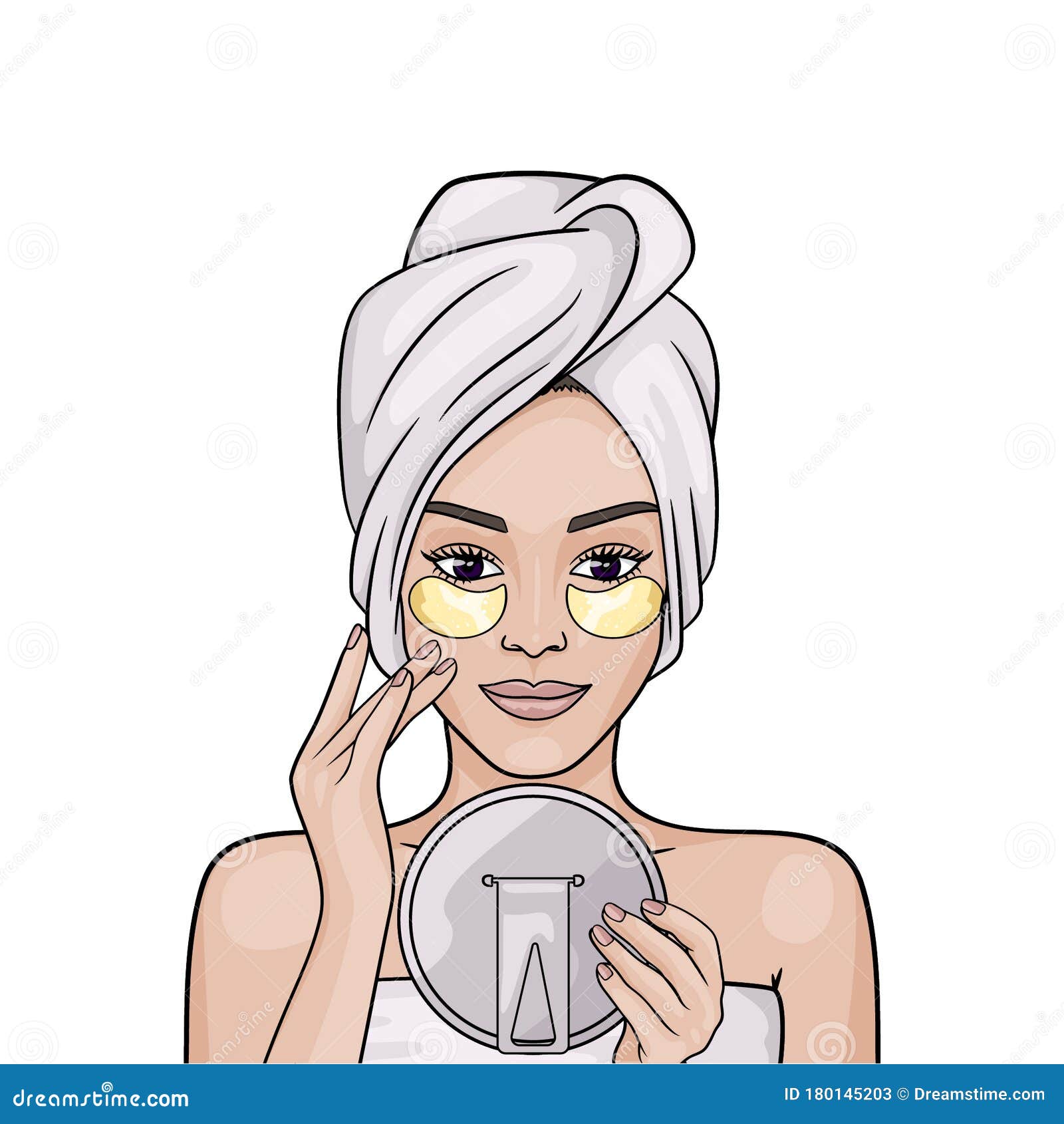 Woman Puts Beauty Eye Patches Stock Vector - Illustration of procedure ...