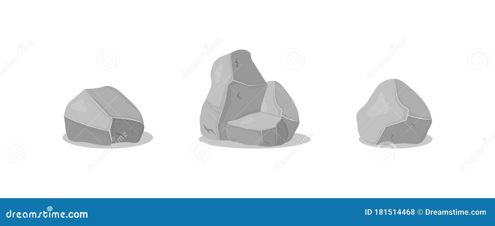 Set gray stones. stock vector. Illustration of isolated - 181514468