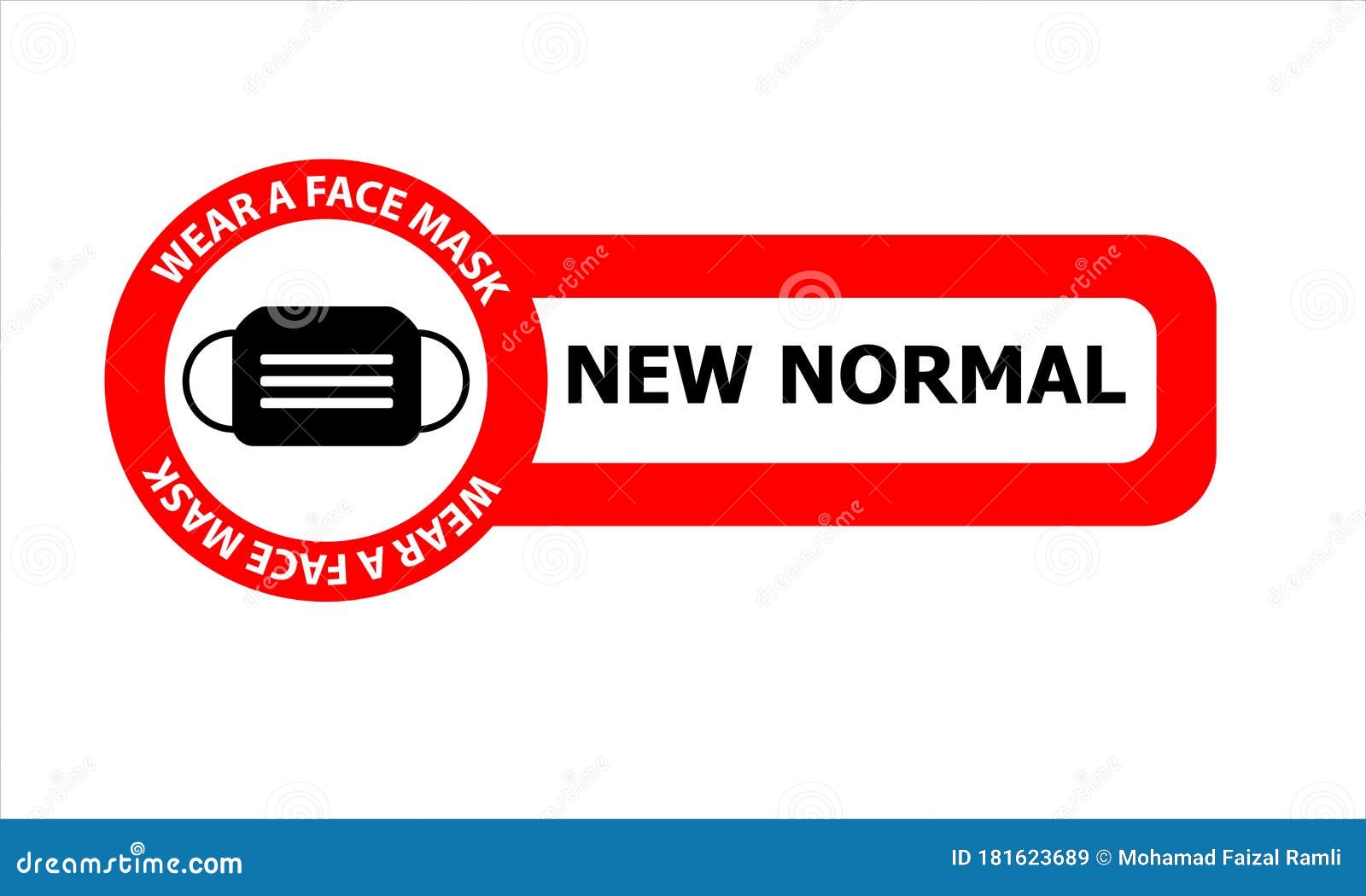 Vector Illustration of New Normal Red Color Sign of Lifestyle Wear a ...