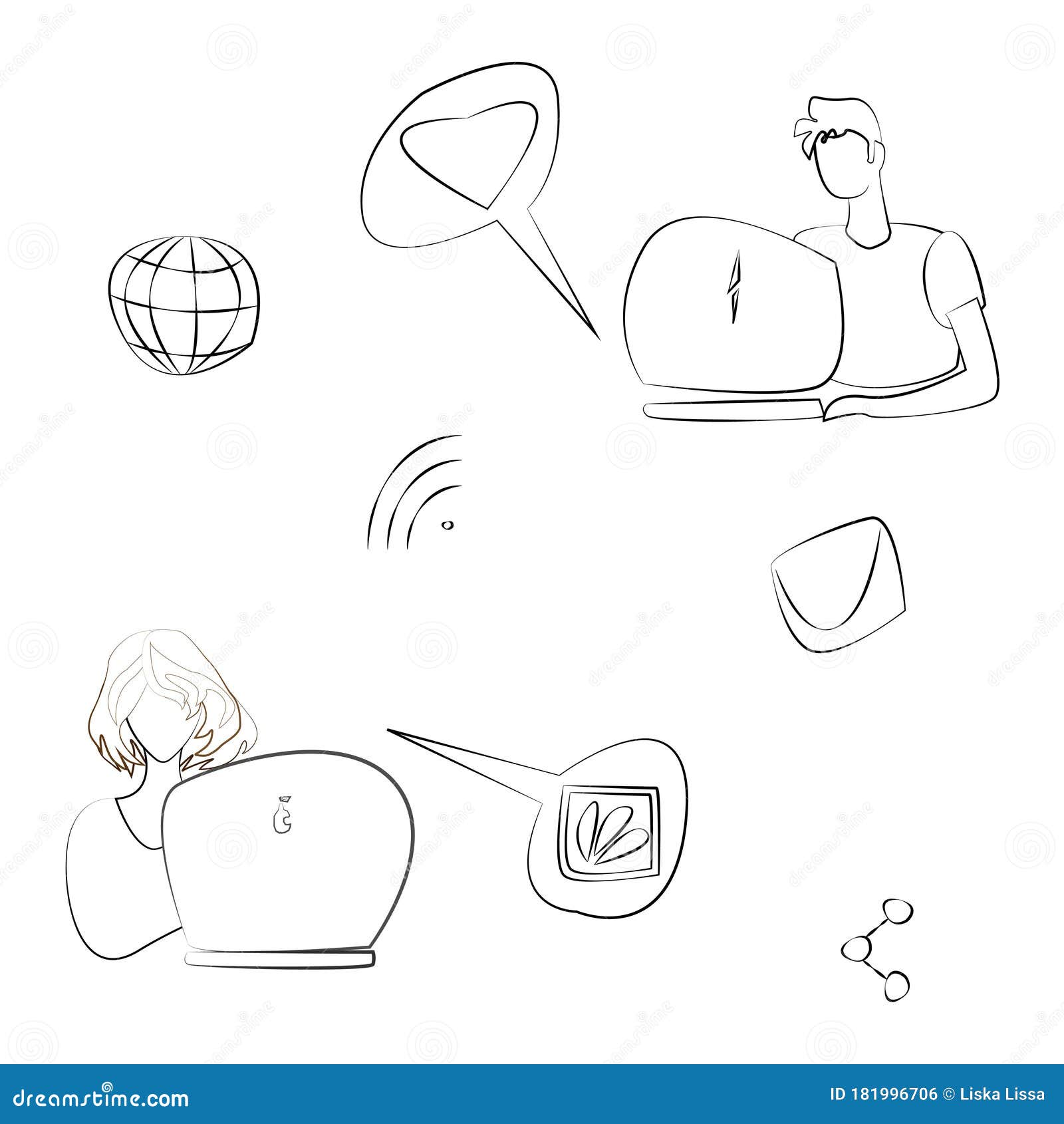 Communicate Using Sentences Isolated Cartoon Vector Illustration ...