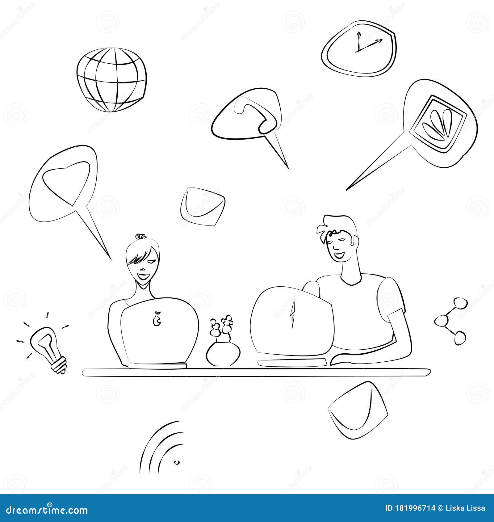 Communicate Using Sentences Isolated Cartoon Vector Illustration ...