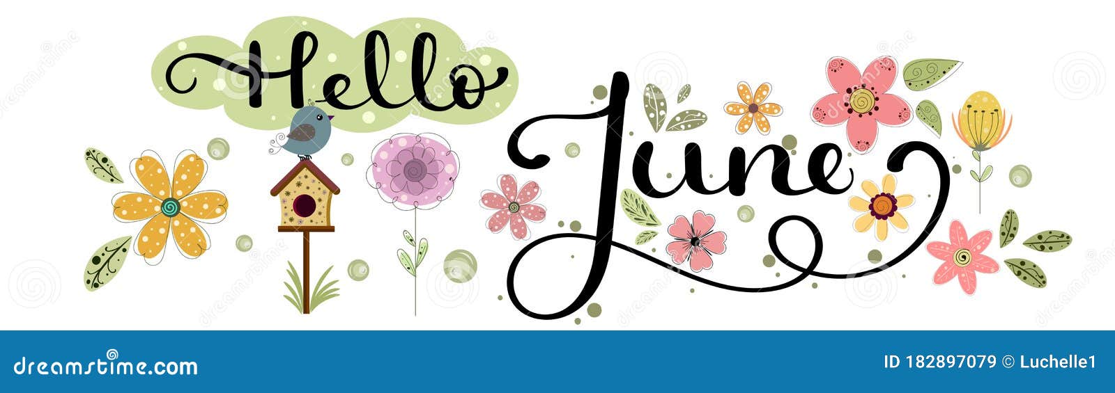 June Month Name. Handwritten Calligraphic Word. Bold Font. Vector ...