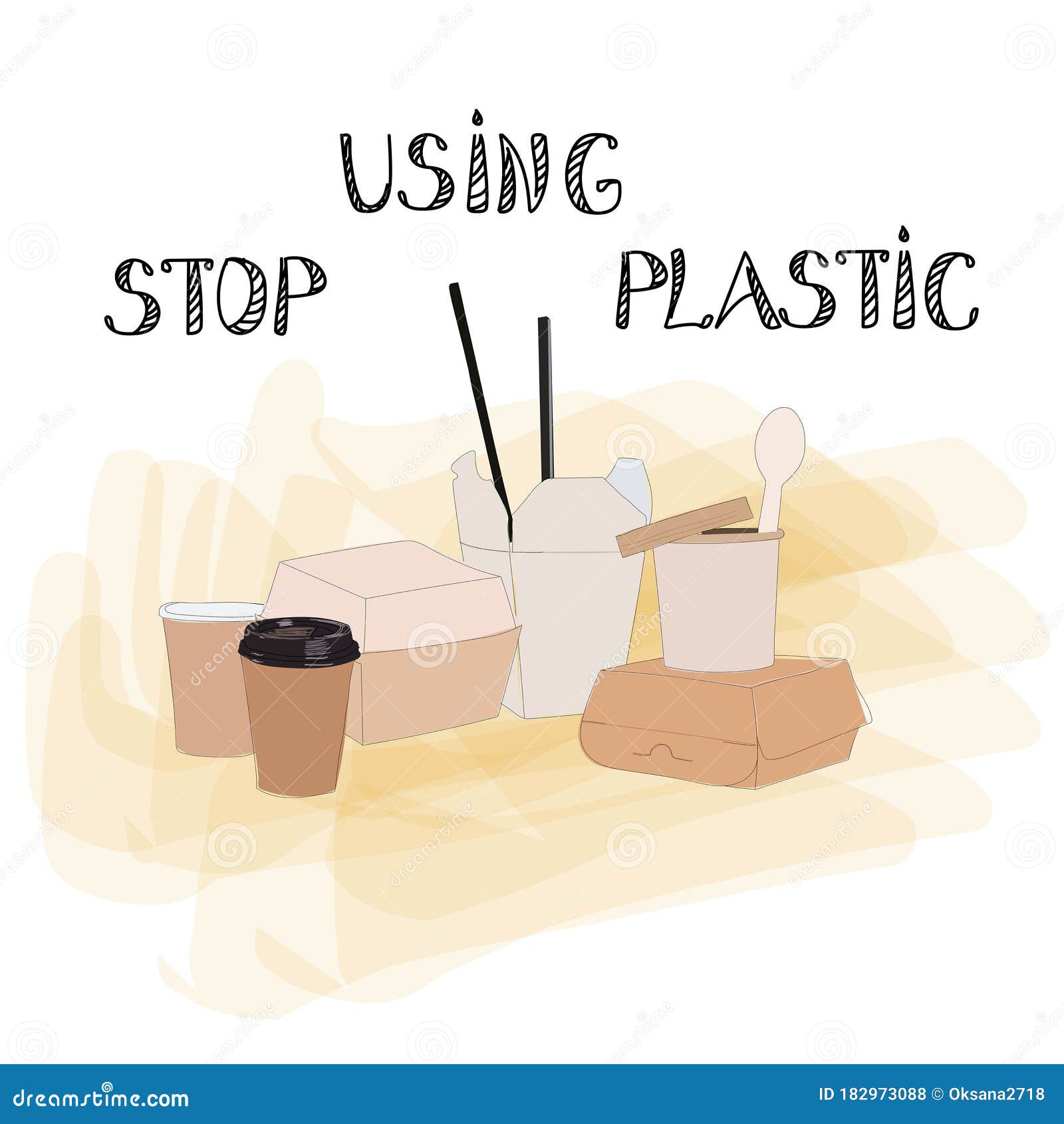 Stop Using Plastic Bags Poster. Ban On Single-use Plastics. Concept Of ...