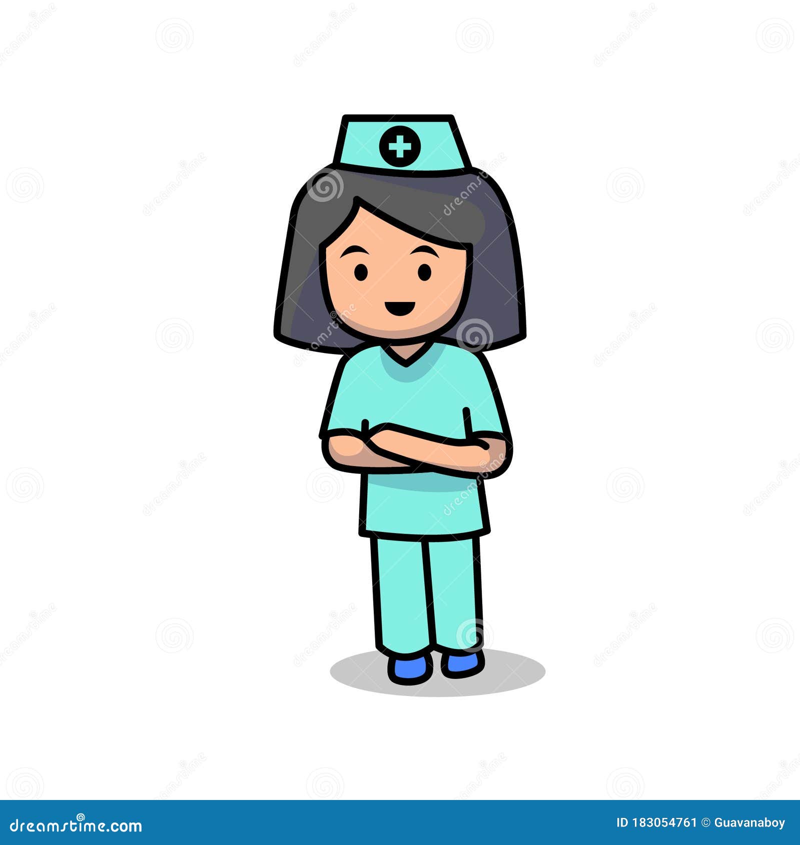 Minimalist Nurse Mascot Design Template Stock Vector - Illustration of ...