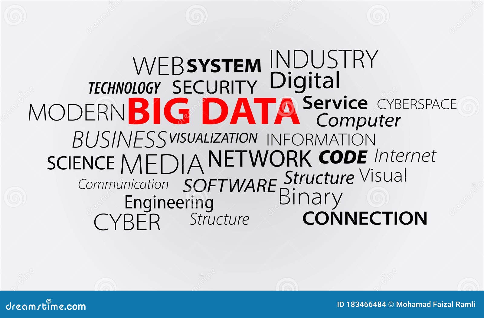 Big Data Typography of Words Cloud. Vector Illustration. Stock Vector ...