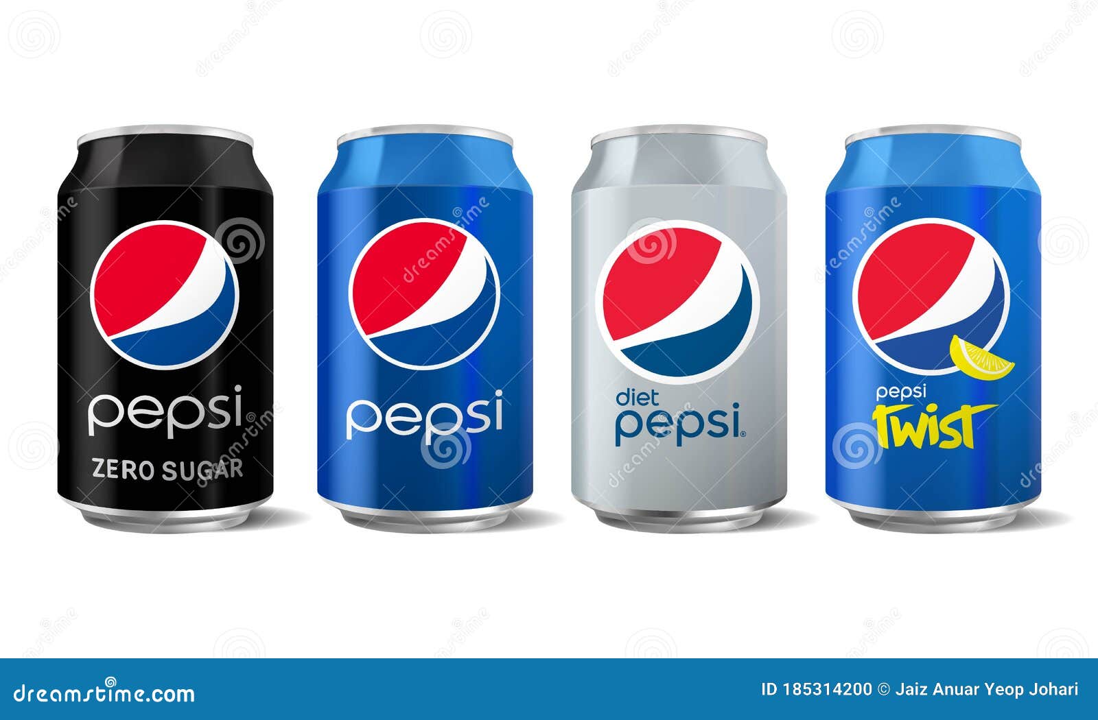 Variety of Pepsi Flavor Can Isolated on White Background Editorial ...