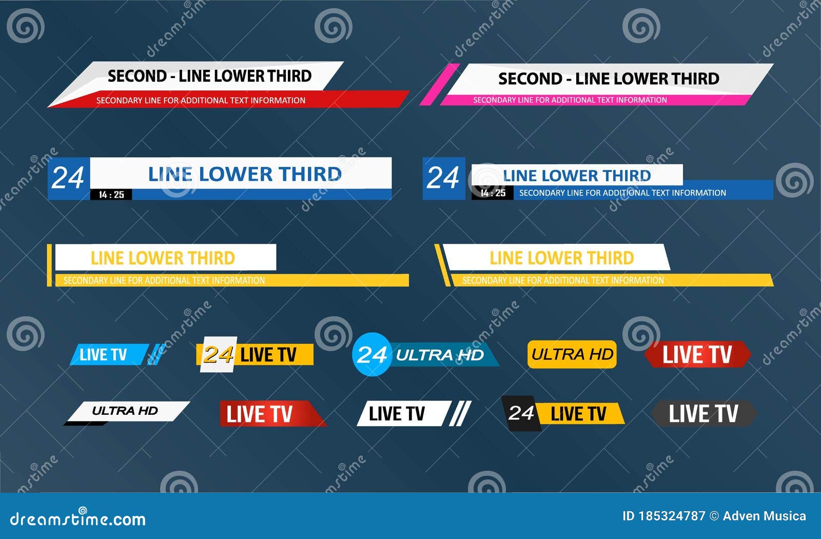 Tv News Bars For Video Headline Title Or Lower Third Template. Vector ...
