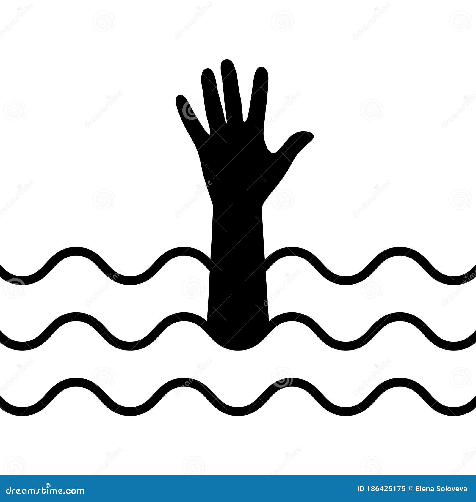 Illustration Hand of a Drowning Person in the Water on a White ...
