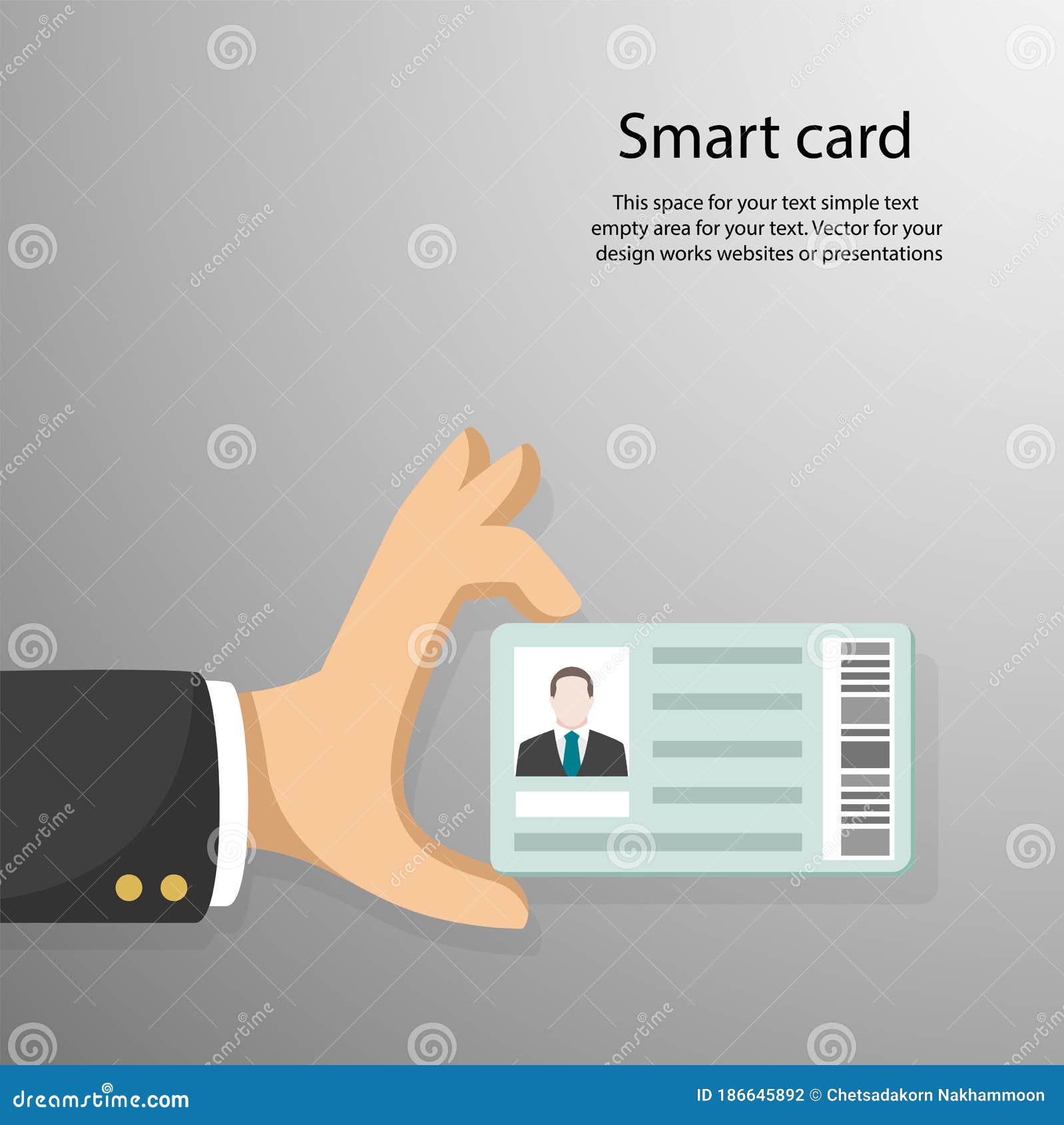 Personal Smart Card in Hand Simple Flat Style with Empty Space for Your ...