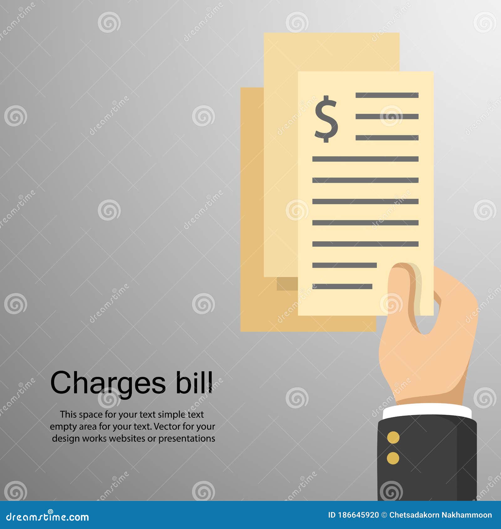 Charge Bills in Hand Simple Flat Style with Empty Space for Your Text ...