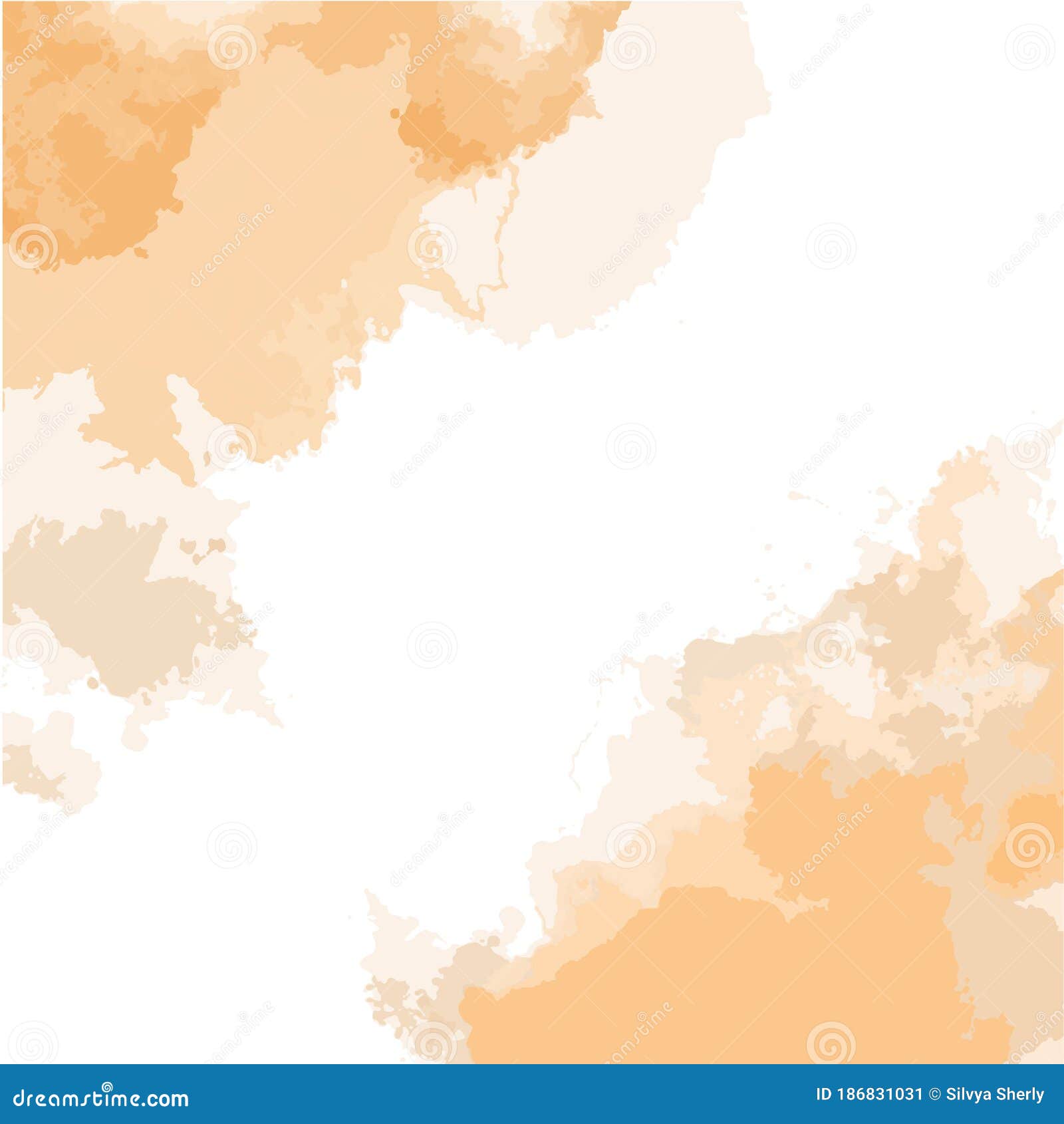 Vector Watercolor Background Abstract Border Pastel Orange Stock Vector ...