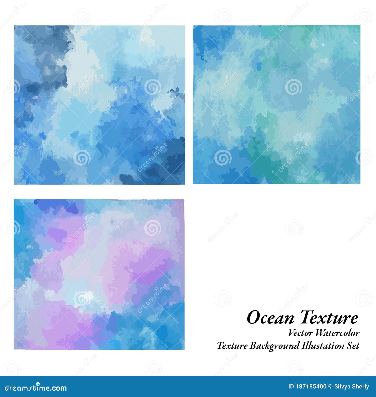 Vector Watercolor Ocean Theme Abtract Background Set Stock Vector ...