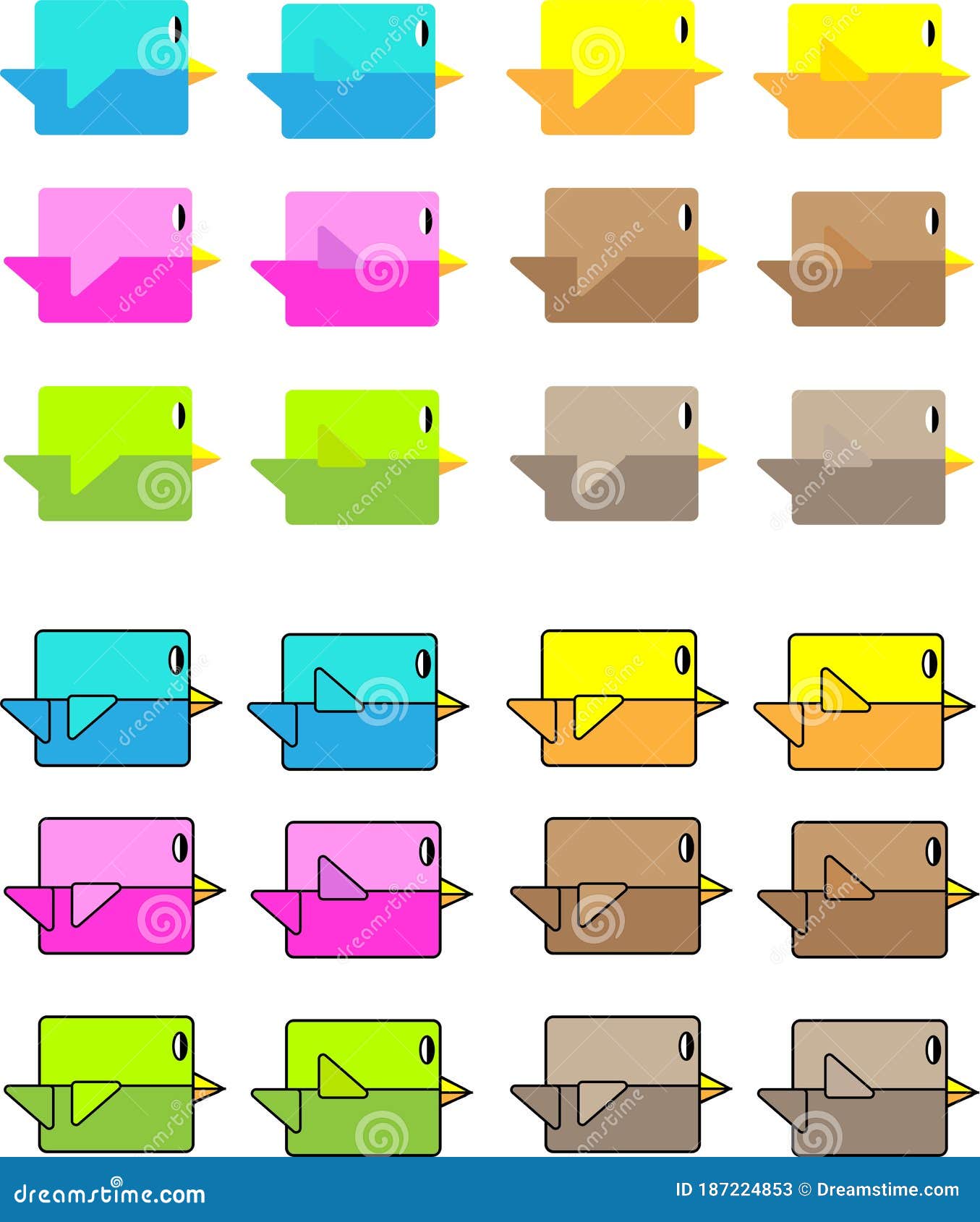 Collection of Bird Sprites for App or Illustrations Stock Vector ...