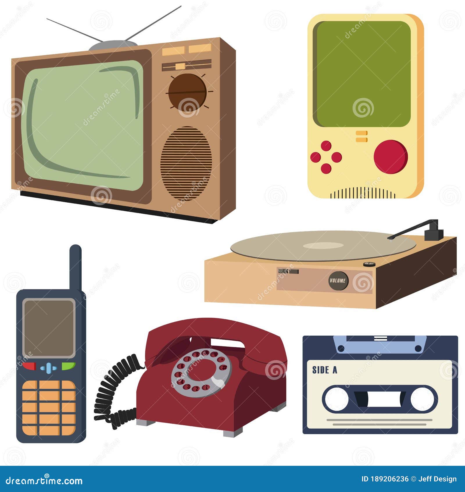 Vintage Retro Electronic Set Object Analog Television, Rotary Dial ...