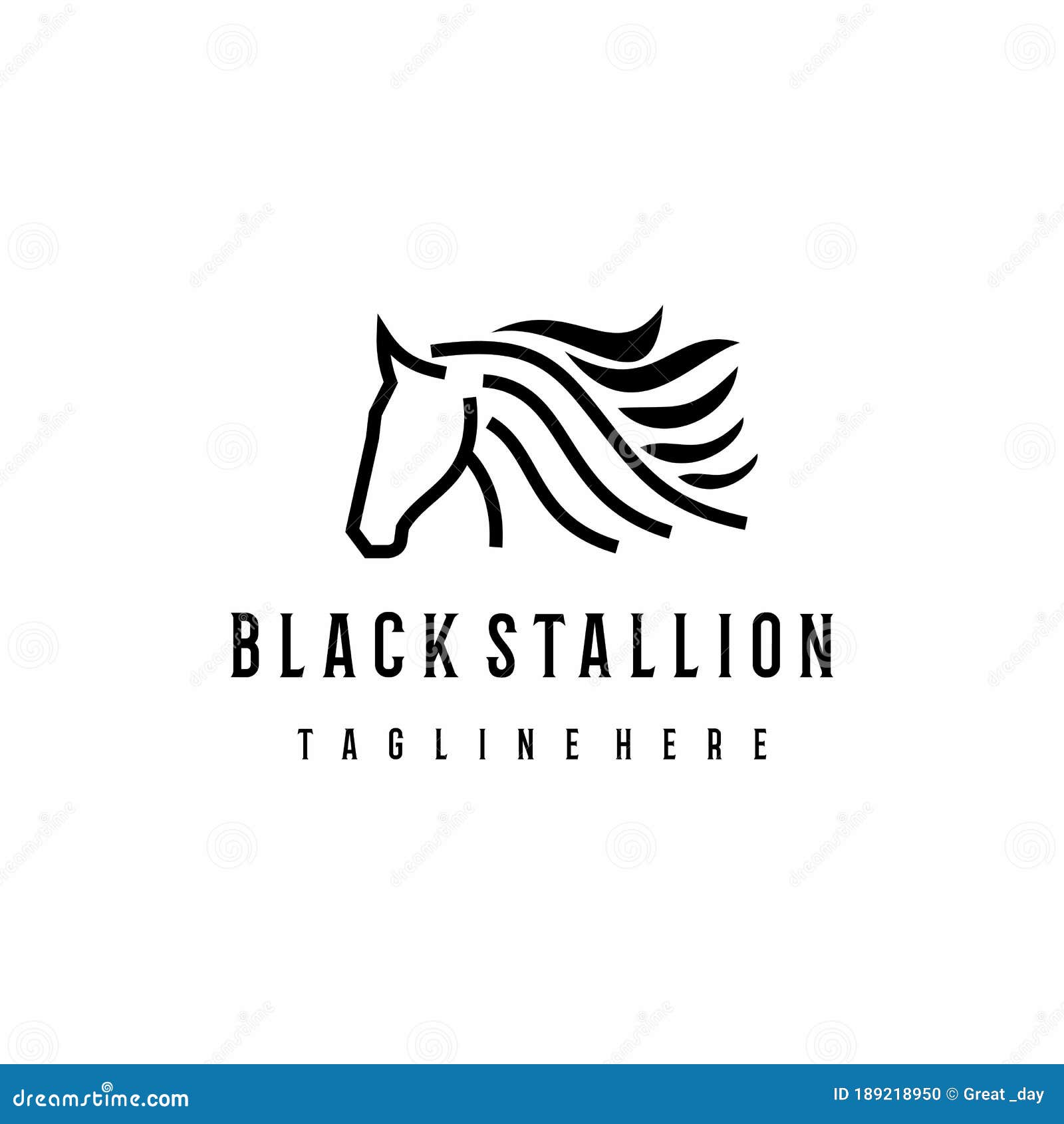 Black Stallion Line Art Icon Vector Inspiration Stock Vector ...