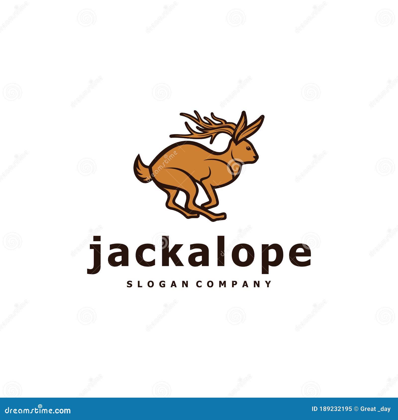 Jackalope Line Art Vector Logo Inspiration Stock Vector - Illustration ...