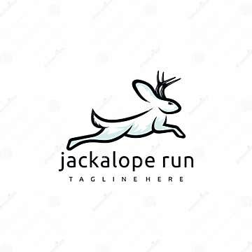 Jackalope Line Art Vector Logo Inspiration Stock Vector - Illustration ...