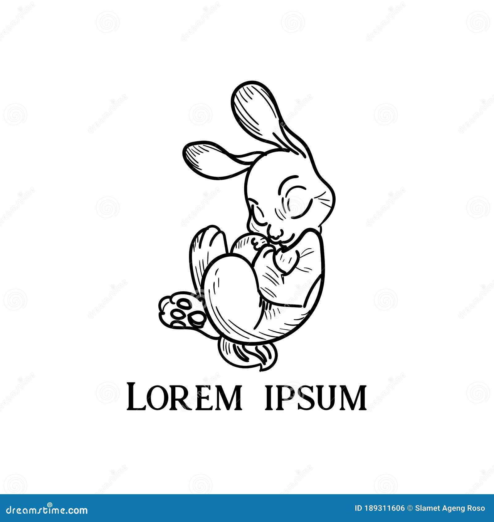 Cute Bunny Design Logo Vector Stock Vector - Illustration of orange ...