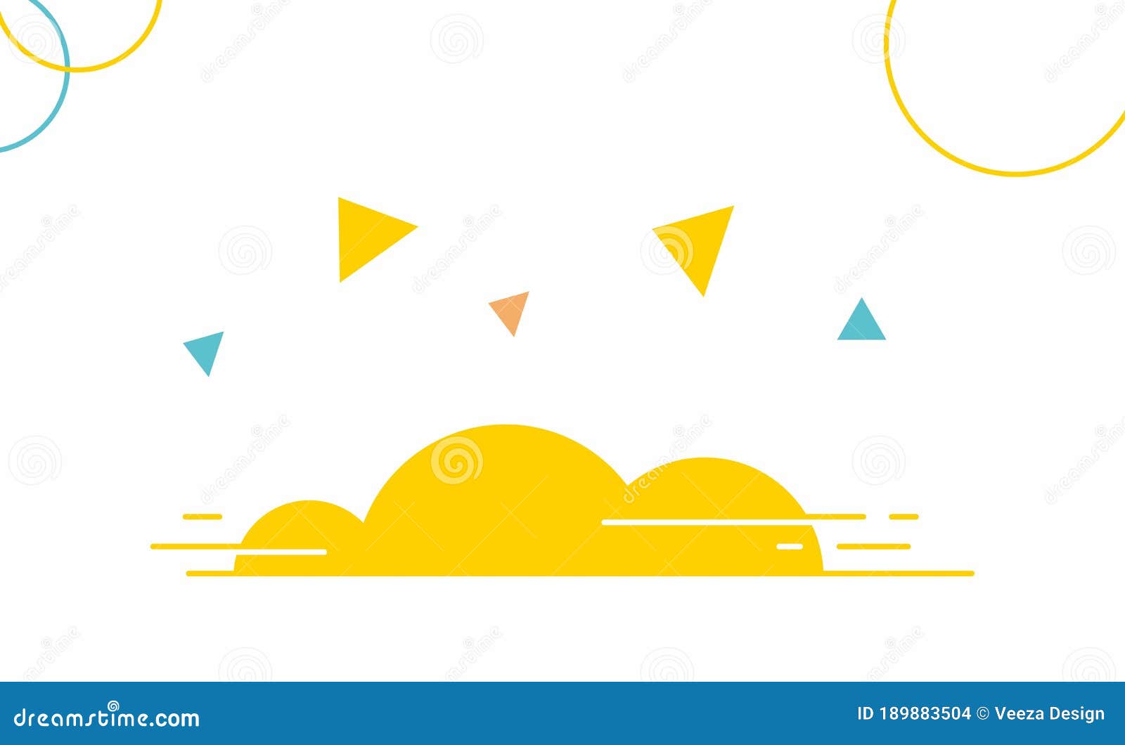 Yellow Cloud with Circle and Triangle Icon Illustration Vector Stock ...