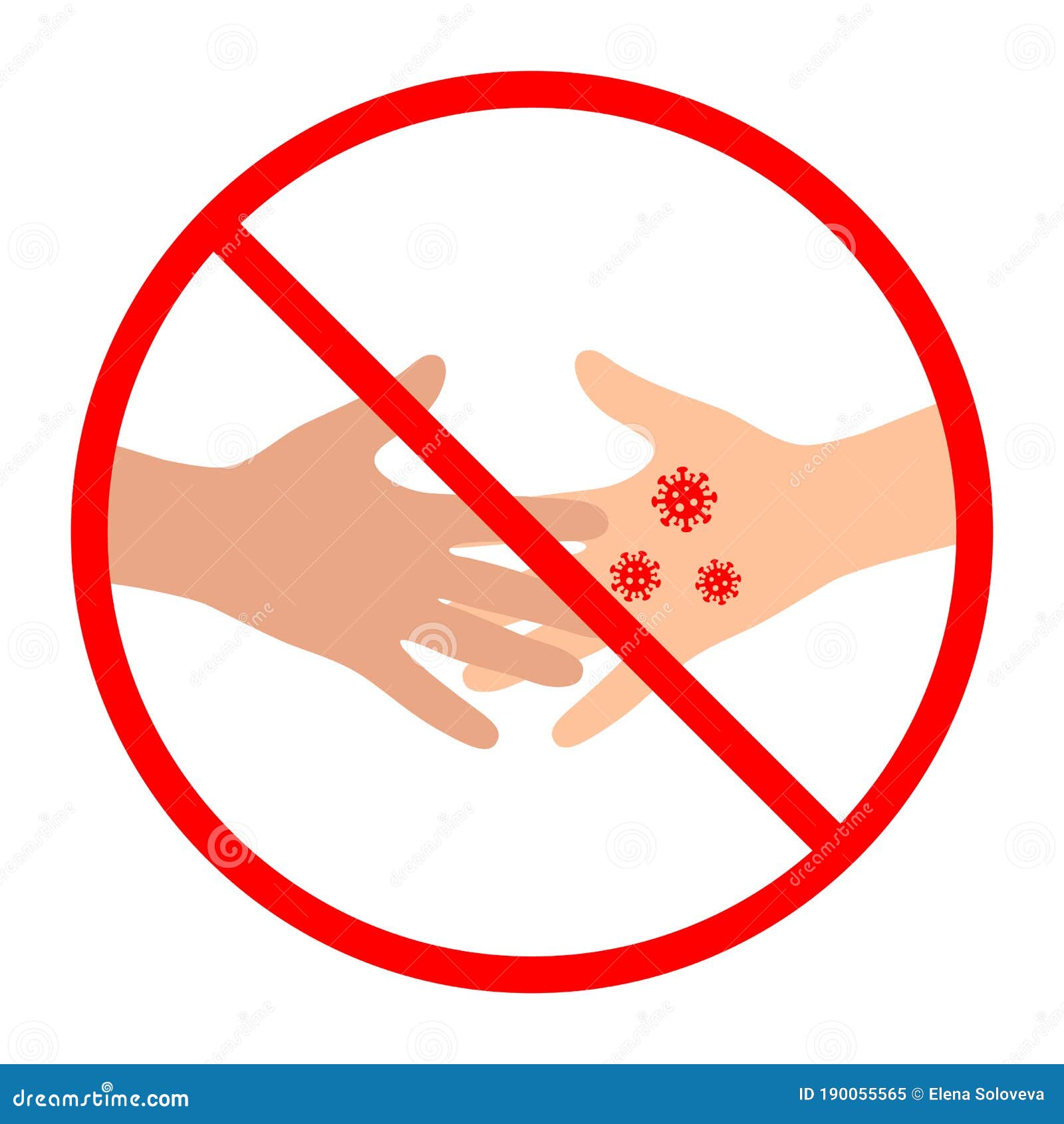 Stop Sign Handshake in Red Crossed Out Circle. Danger of Virus ...