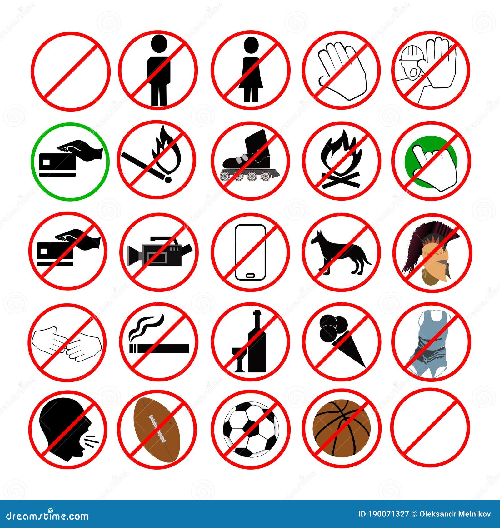 Set of Characters Prohibiting Certain Activities. Stock Vector ...
