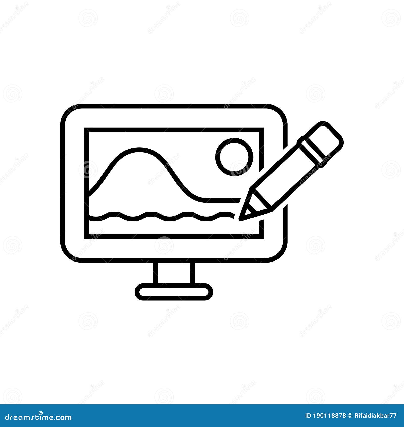 Illustration Graphic Vector is Monitor Show Picture with Pencil for ...