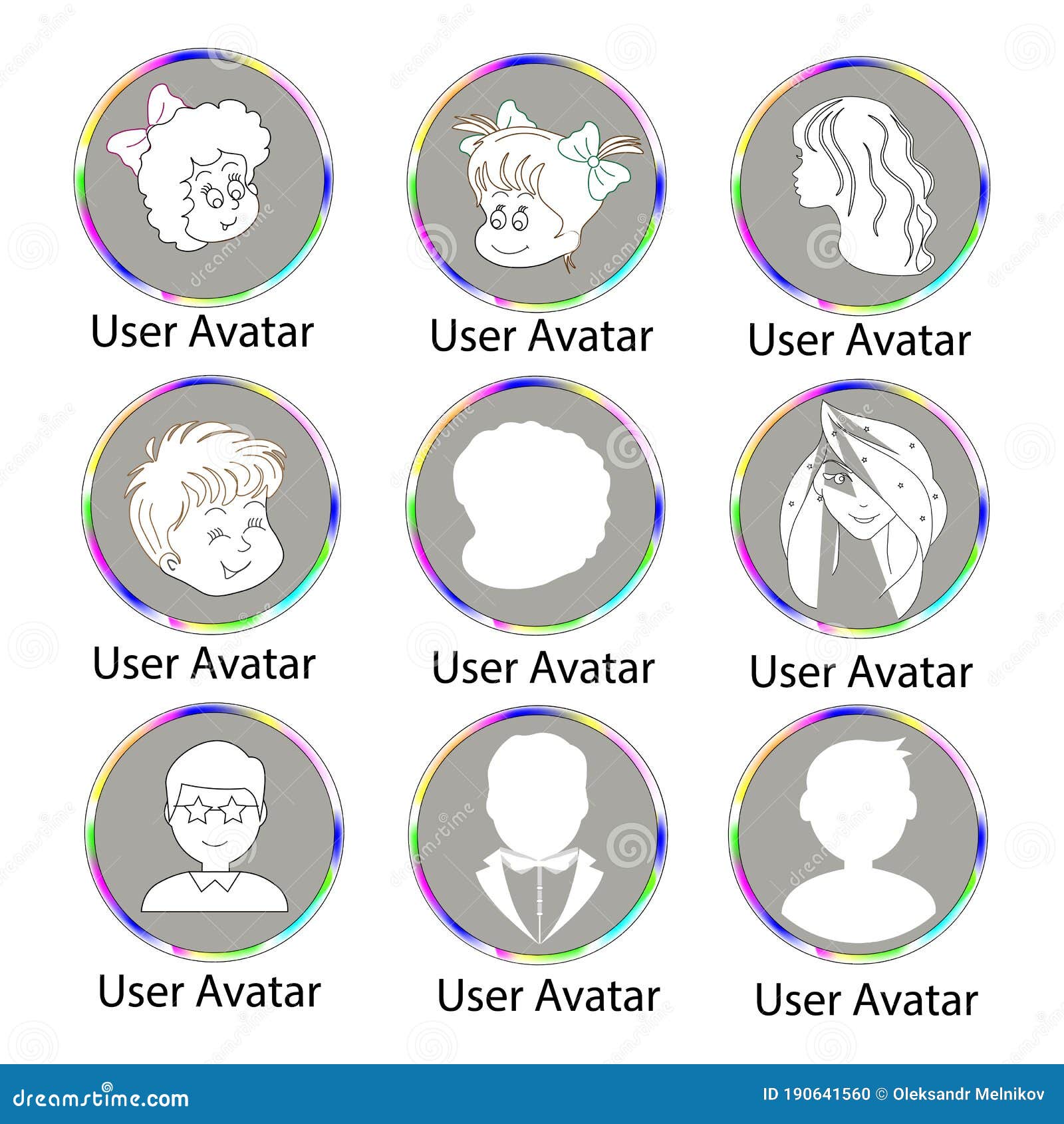 Mobile Icons for Avatars on Sites on the Internet. Stock Vector ...