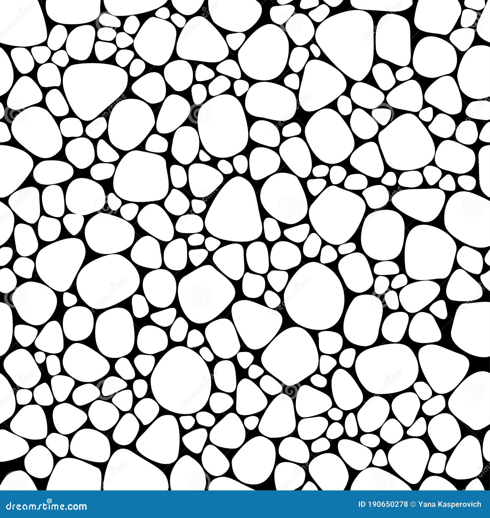 Monochromatic Seamless Pattern. White Flat Stones on Black Background ...