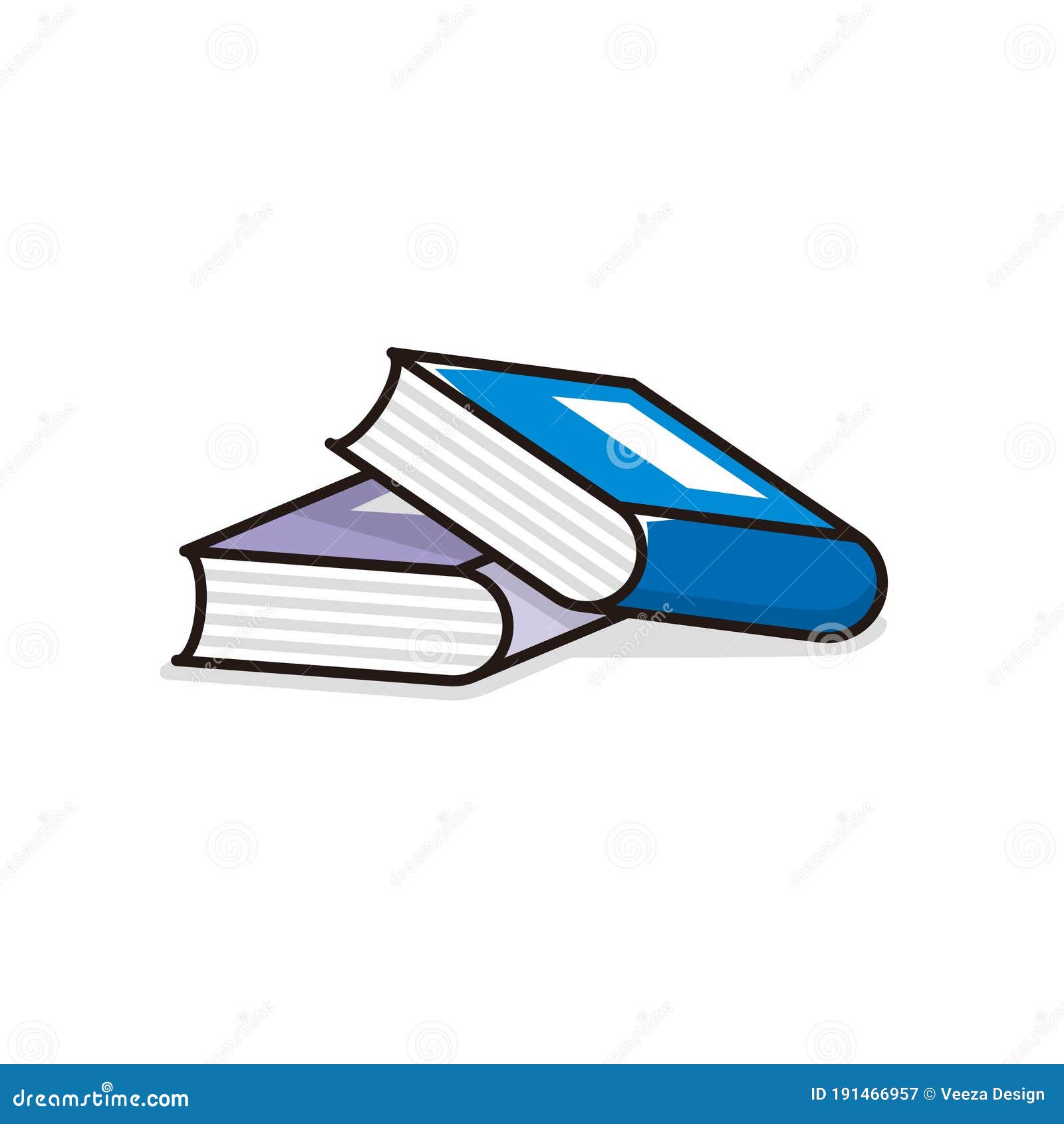 Two Bold Books with Color Cartoon Illustration Vetor Stock Vector ...