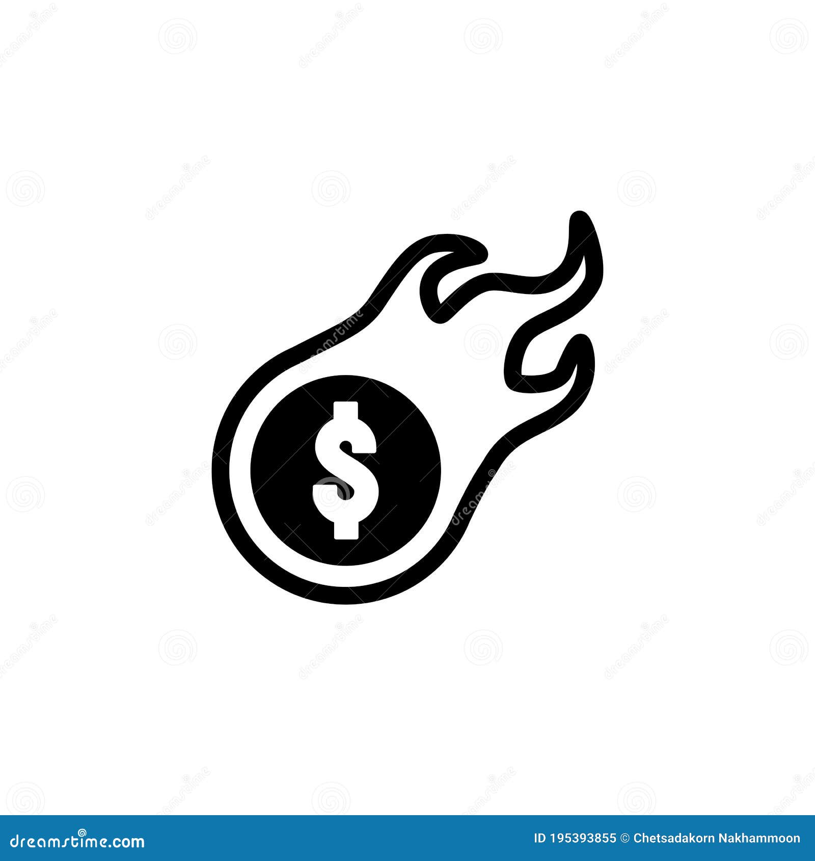 Money Coin with Fire Icon Isolated Vector on White Stock Vector ...