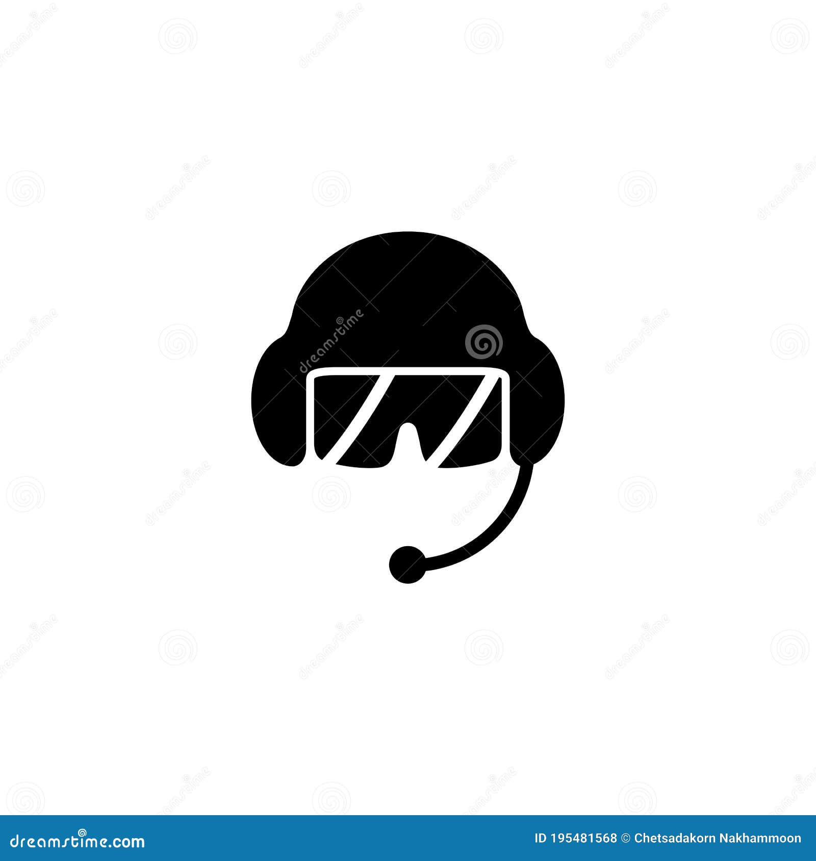 Pilot Helmet Icon Vector Isolated on White Stock Vector - Illustration ...