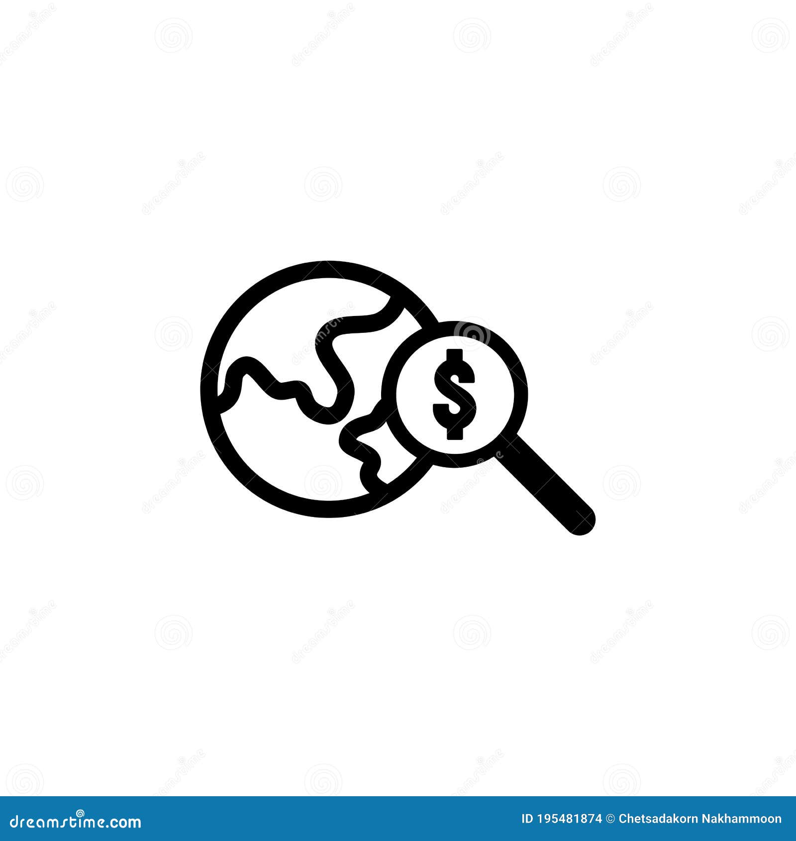 Earth with Money Finding Icon Vector Isolated on White Stock Vector ...