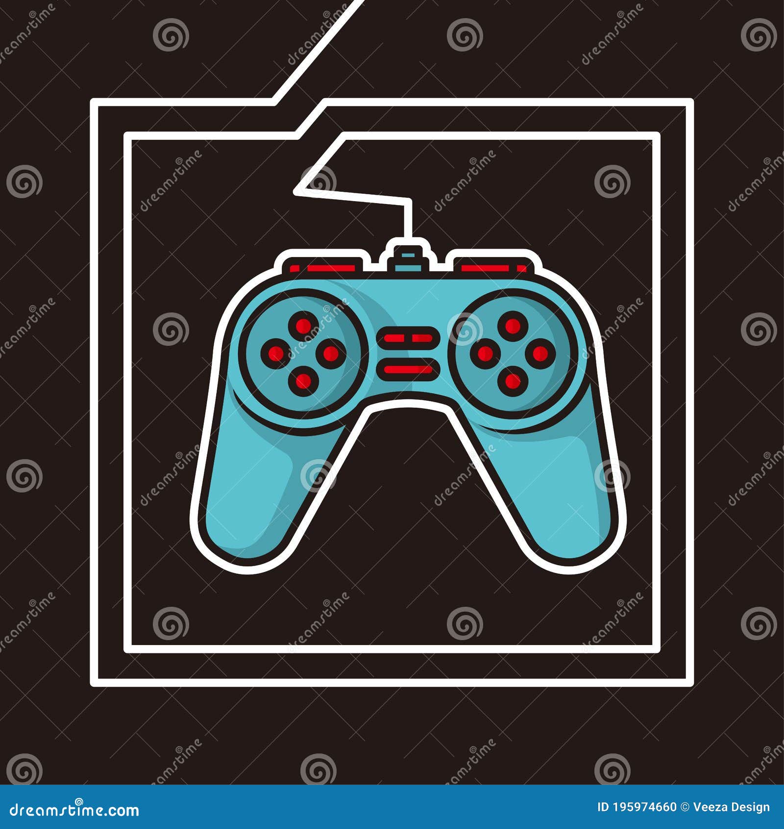 Game Controller with White Cable Border and Black Background ...