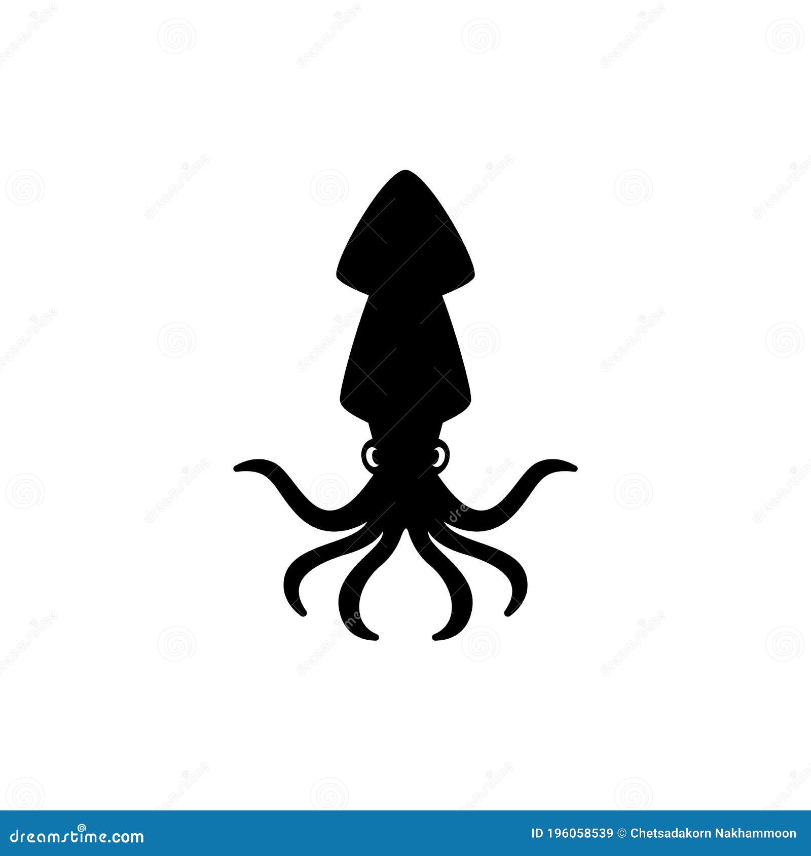 Squid Icon. Vector Illustration. Red Squid Isolated On Blue Water ...