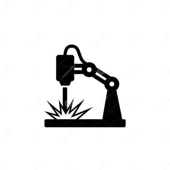Factory Robot Icon Vector on White Stock Vector - Illustration of ...