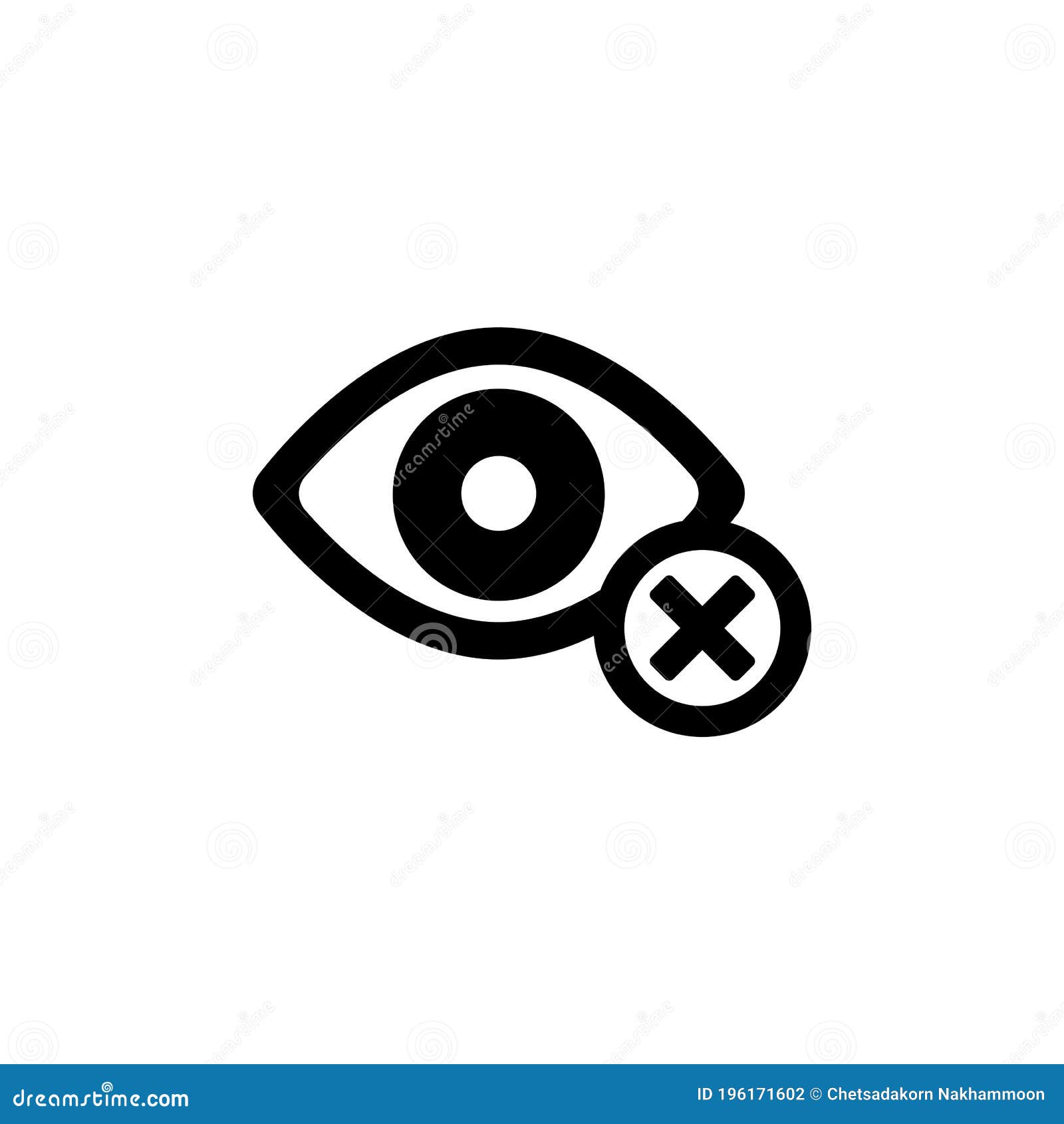 Eye with Cross Sign Icon Vector on White Stock Vector - Illustration of ...