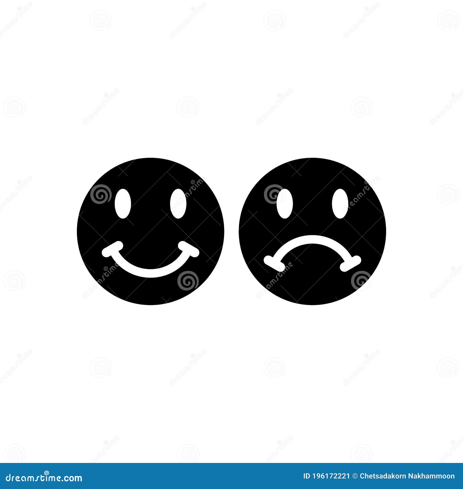 Happy and Sad Face Icon Vector on White Background Stock Vector ...