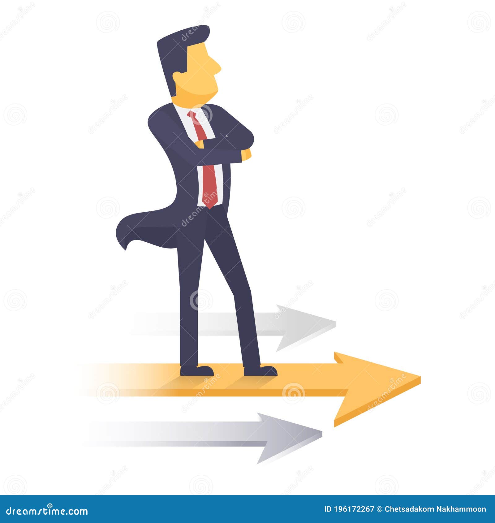Business Info Graphic with Businessman on Moving Arrow Forward Stock ...