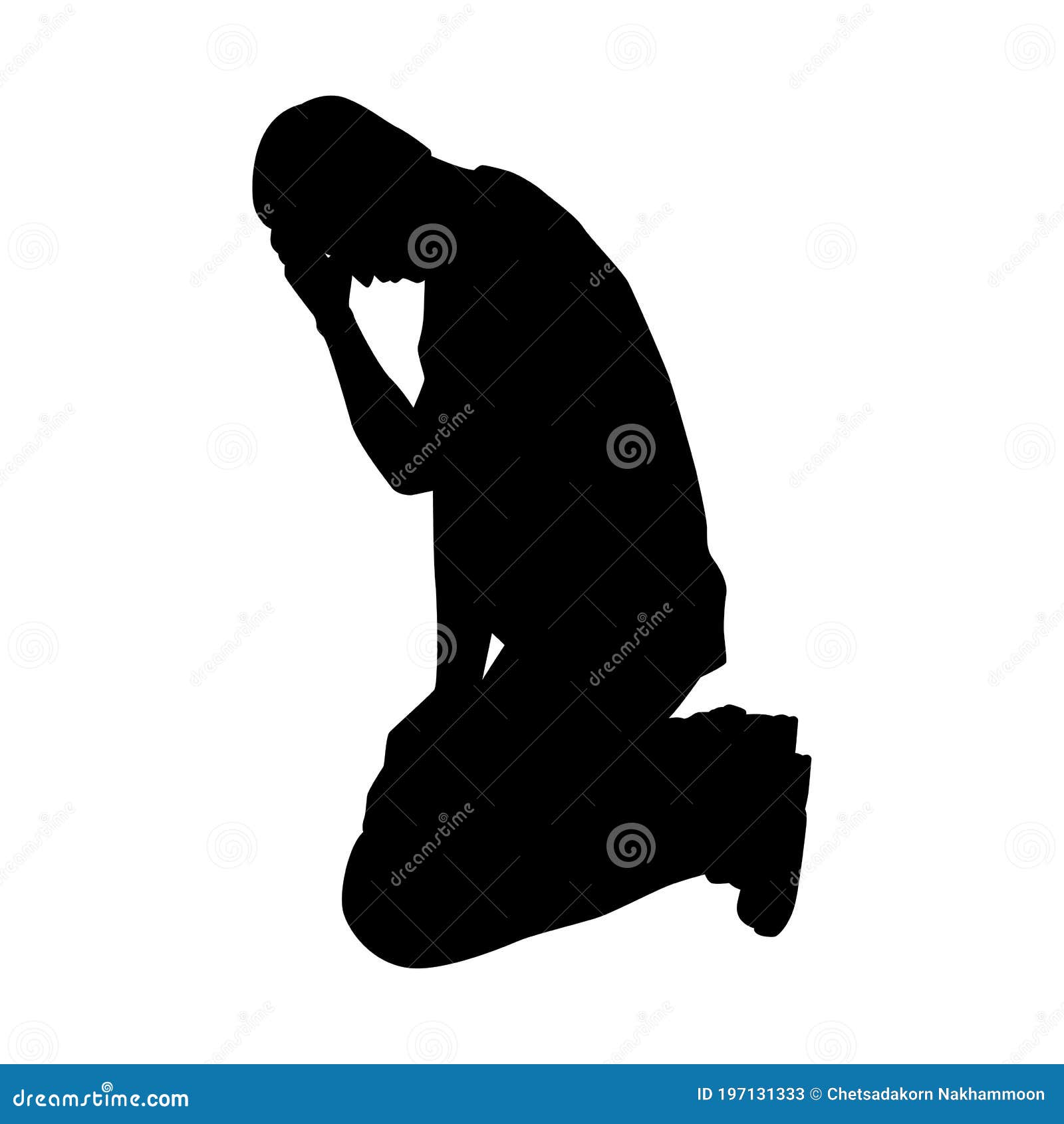 Sitting Sad Man Silhouette Vector Stock Vector - Illustration of ...