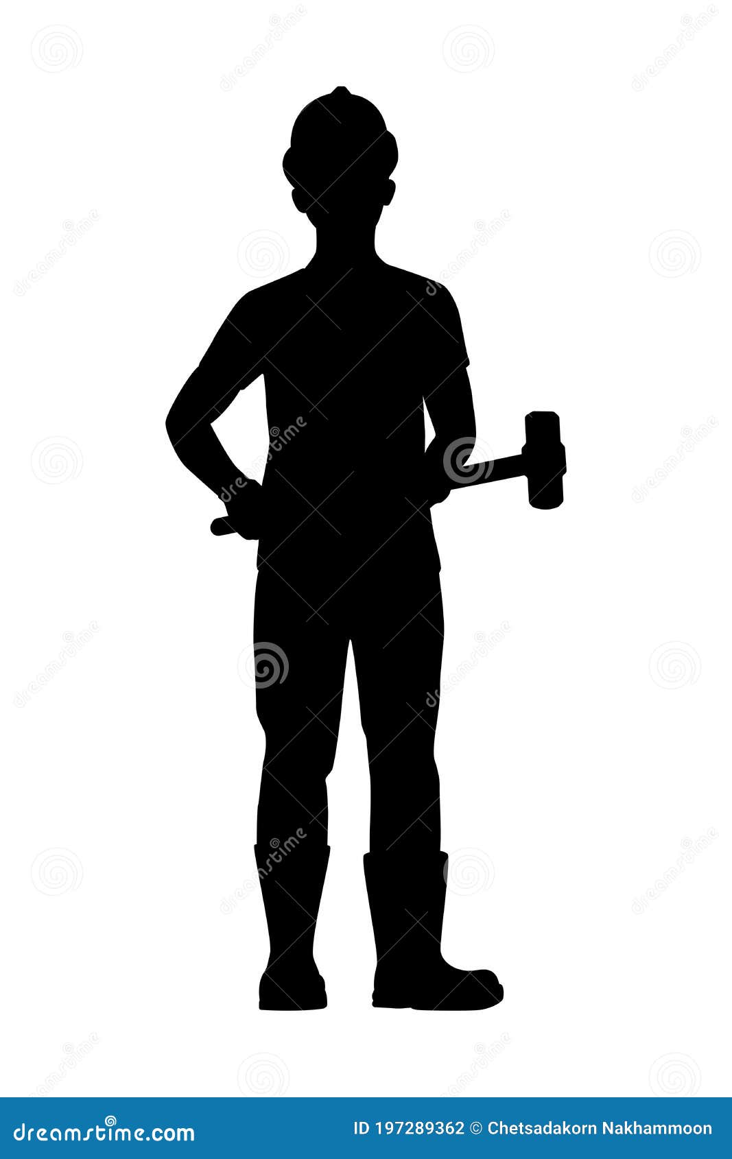 Construction Worker Silhouette Vector Stock Vector - Illustration of ...