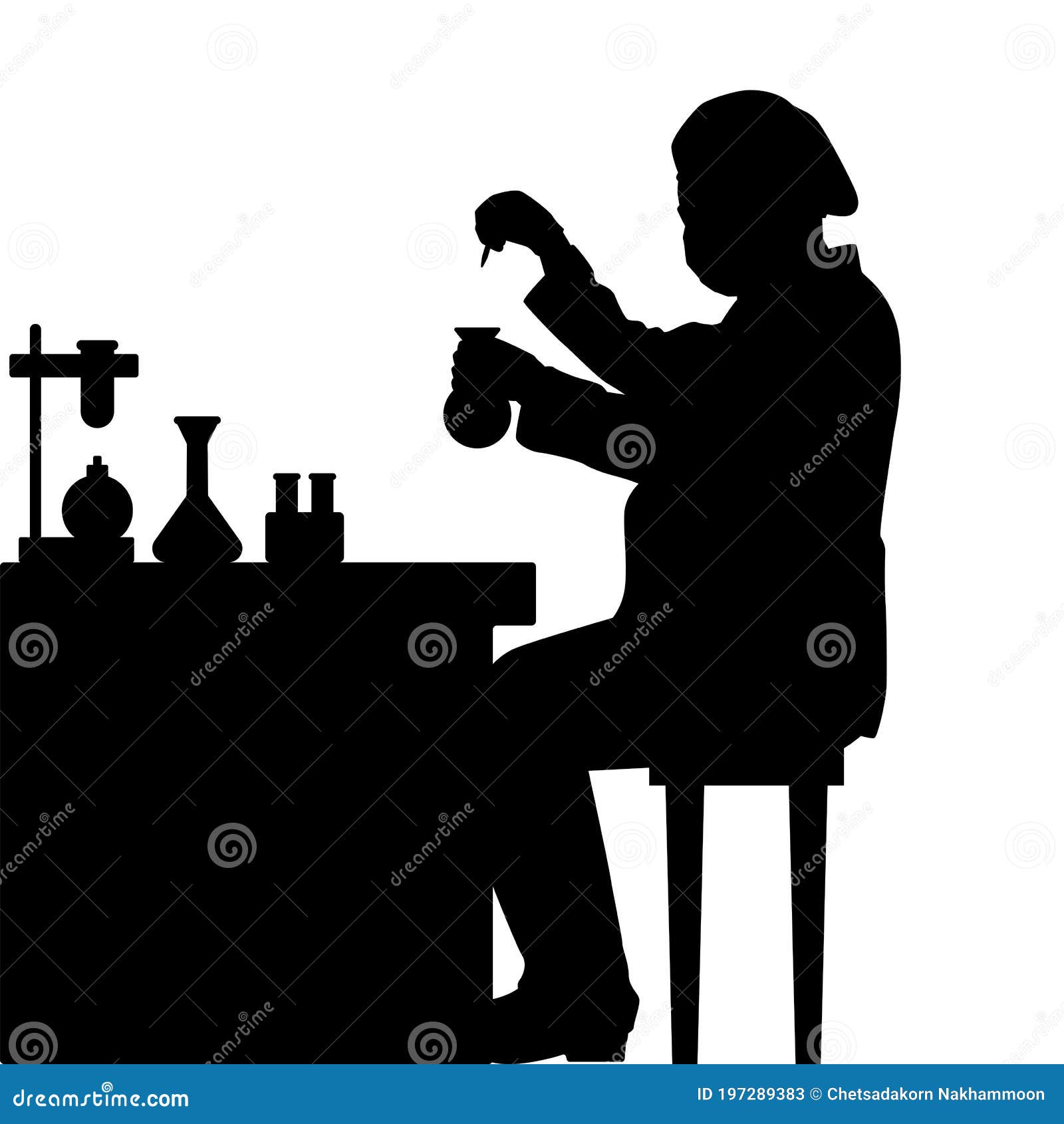 Scientist in Lab Silhouette Vector Stock Vector - Illustration of ...