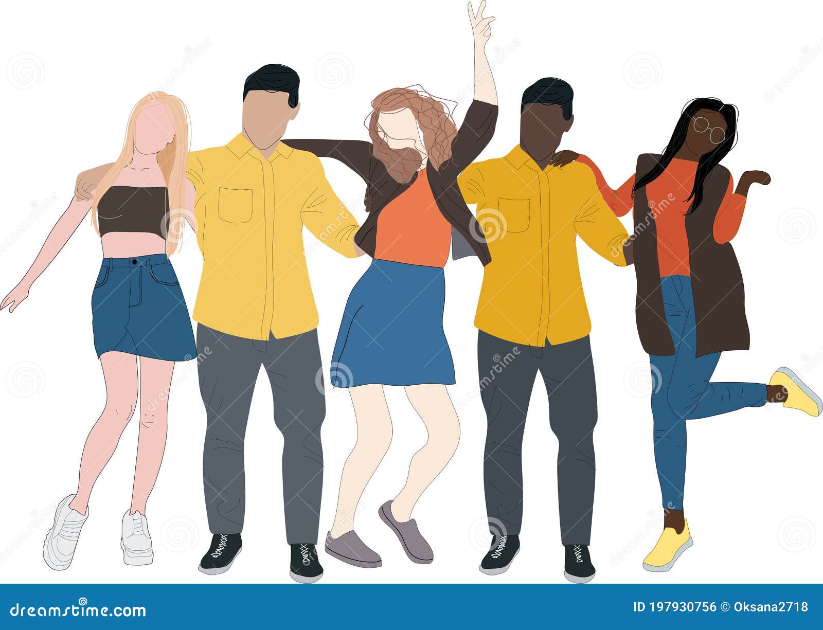 Group of Multicultural Students in Flat Vector Stock Vector ...