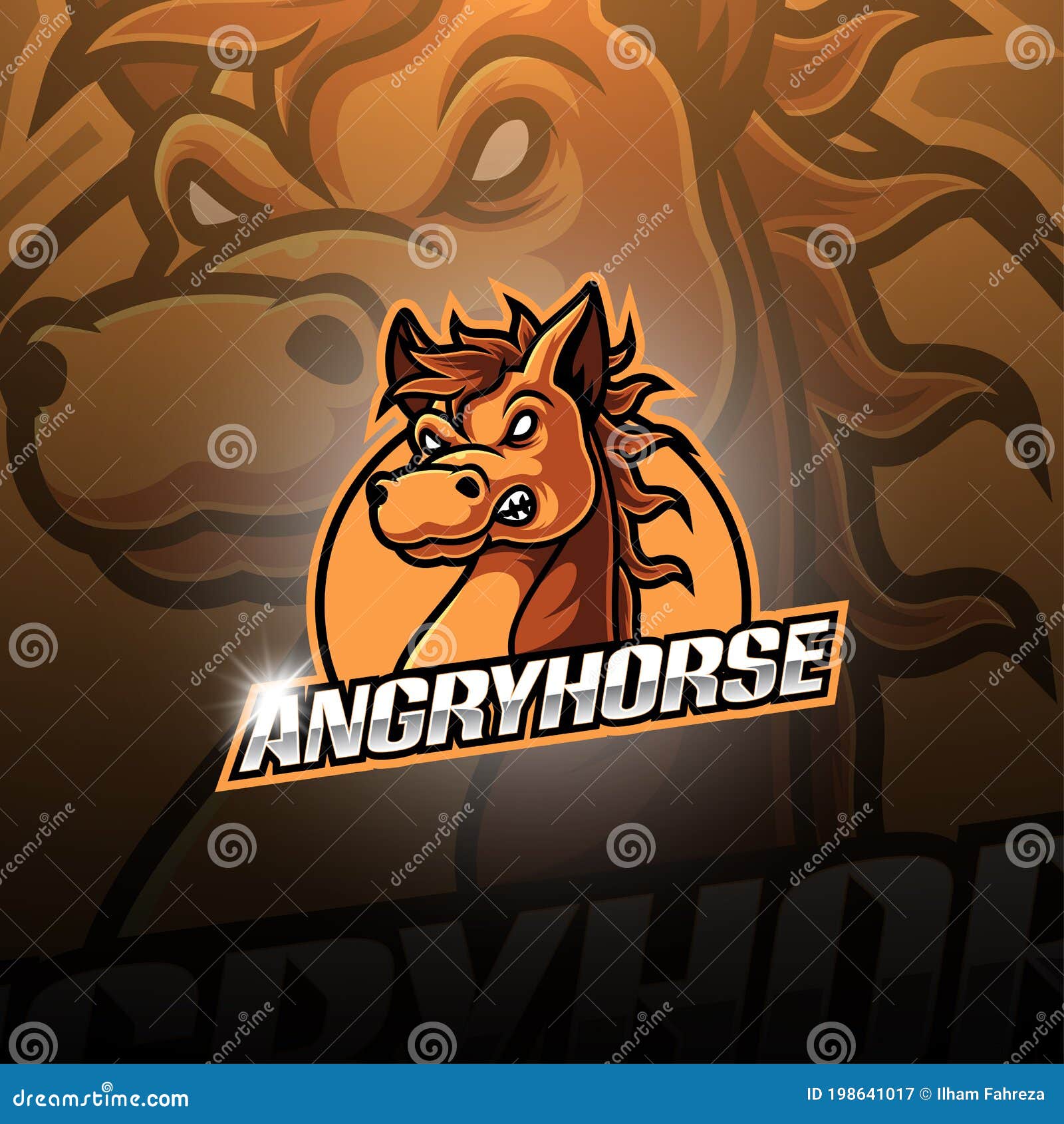 Angry Horse Esport Mascot Logo Design Stock Vector - Illustration of ...