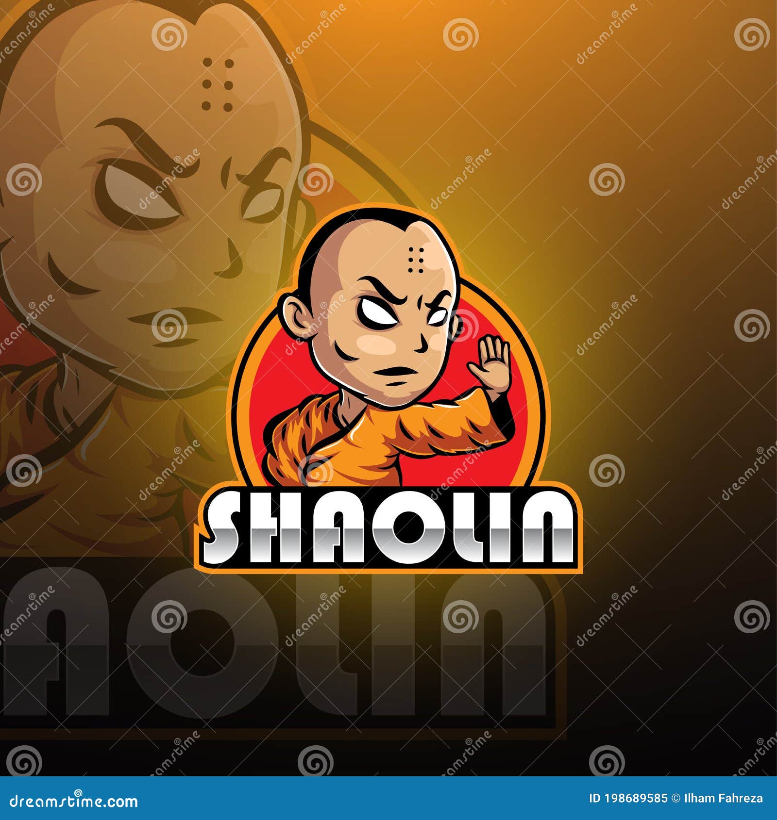 Shaolin Esport Mascot Logo Design Stock Vector - Illustration of ...